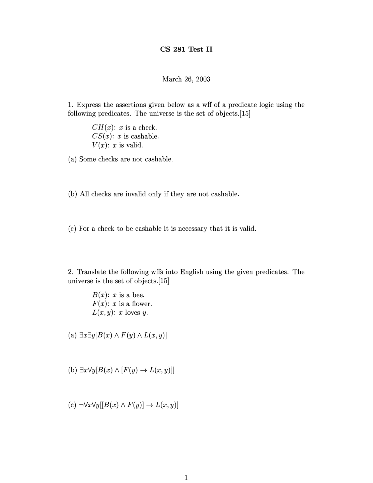 Test 2 Questions Discrete Structures Cs 381 Docsity