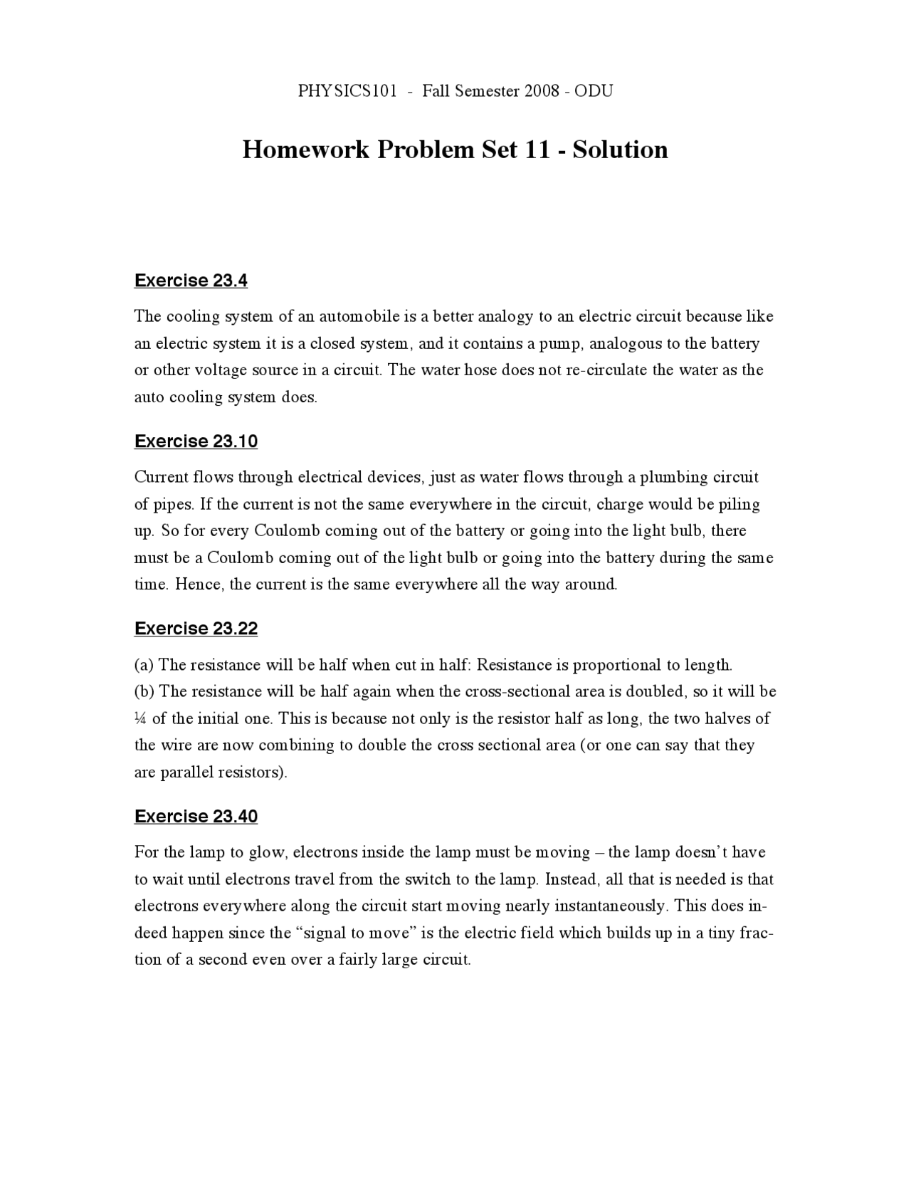 Conceptual Physics Resolution For Problem Set 11 Phys 101n Docsity