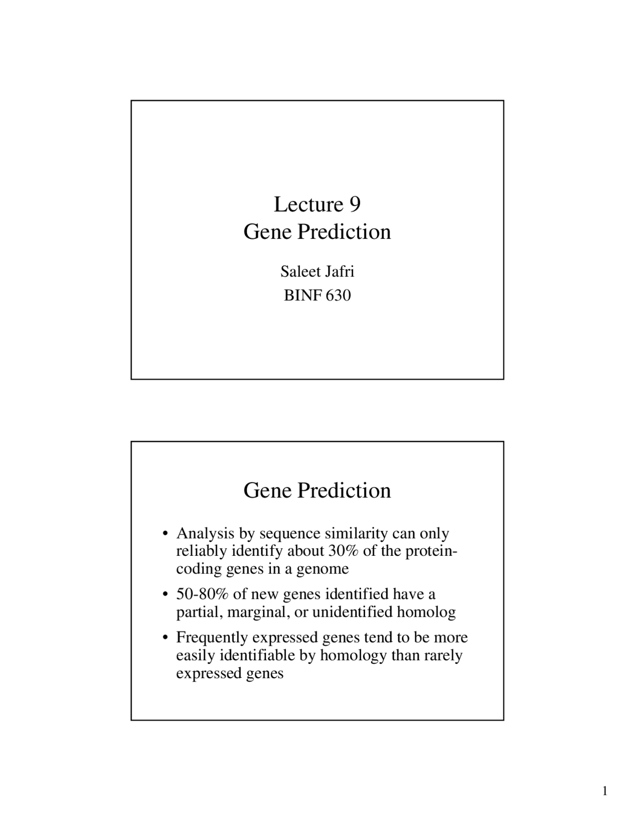 Gene Prediction Lecture Slides Binf 630 Docsity