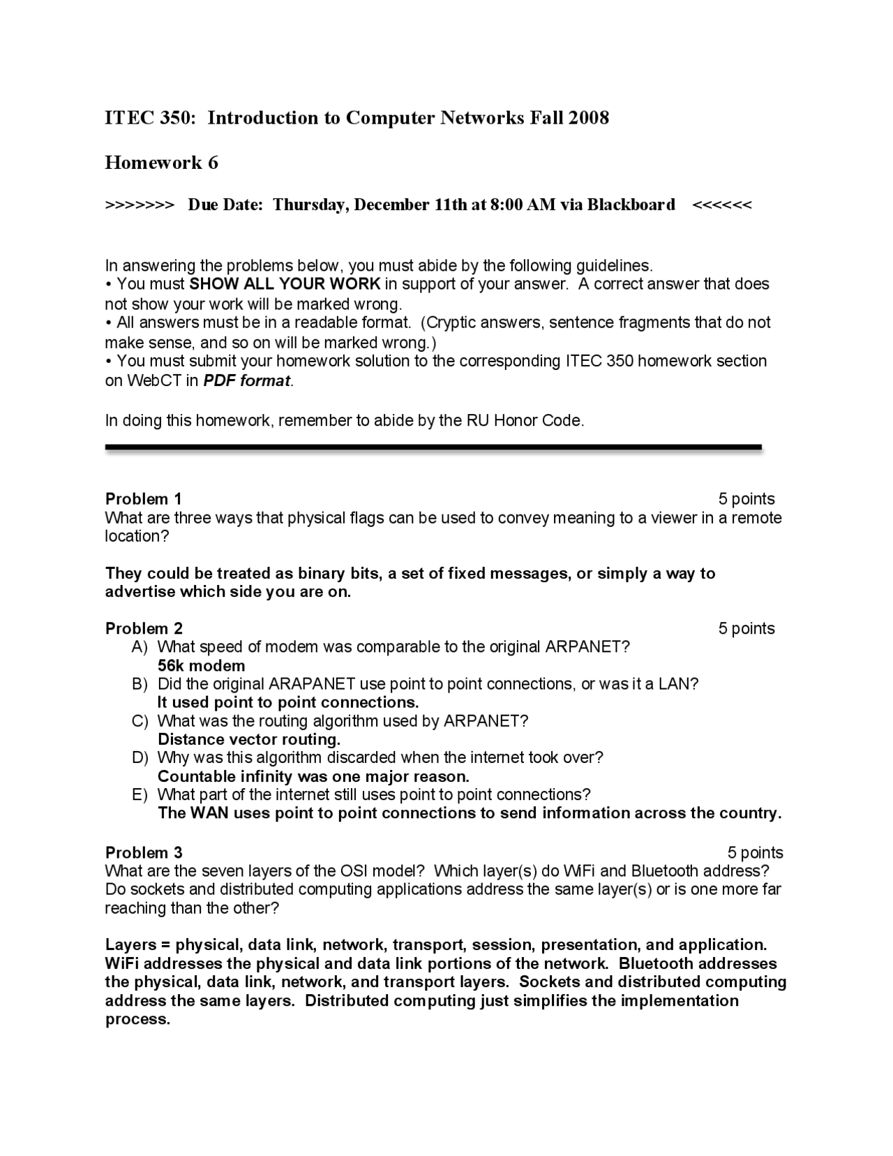 Introduction To Computer Networking Homework 6 Problems Itec 350