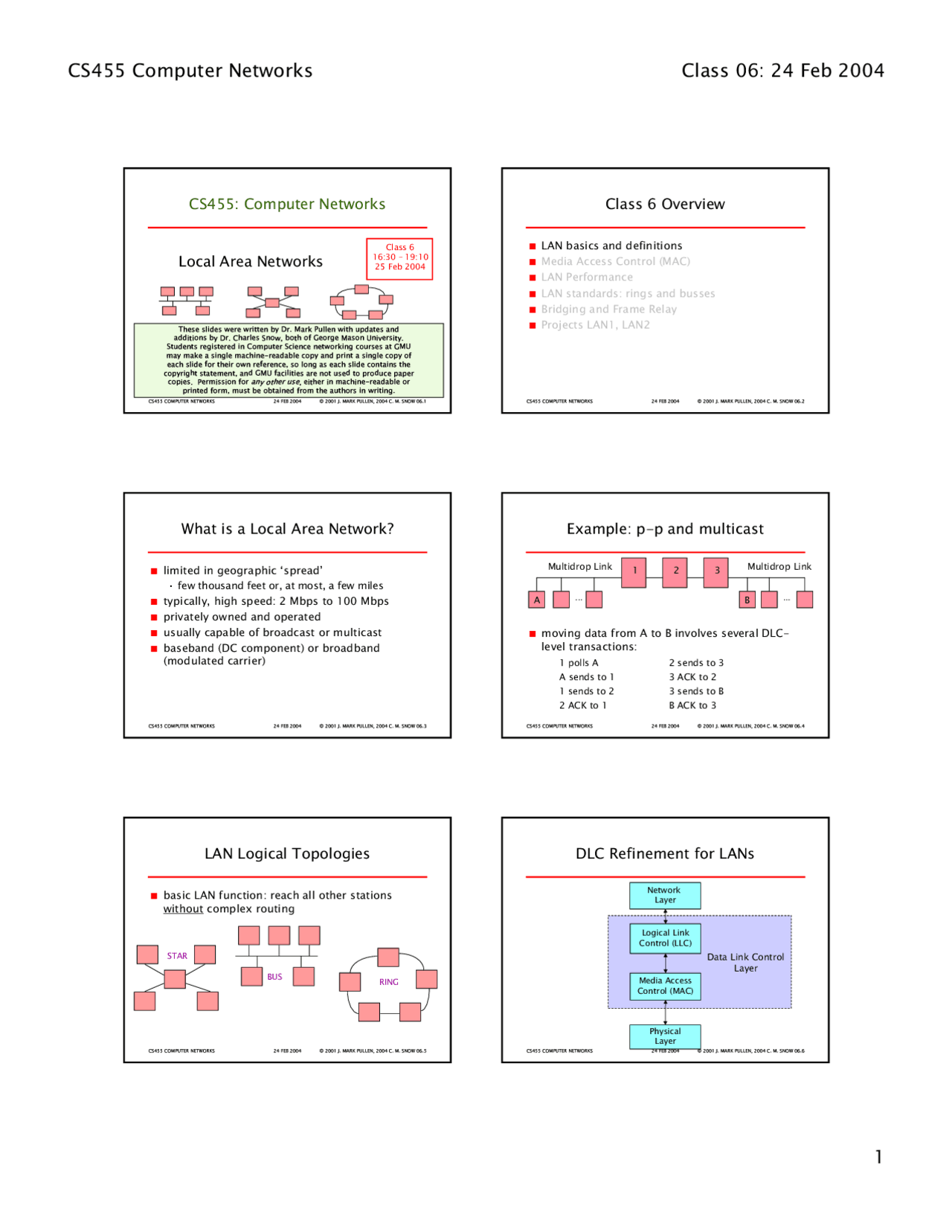 Local Area Networks Lecture Slides Cs 455 Docsity