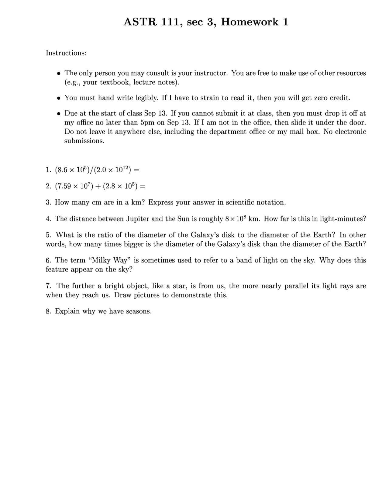 Homework 1 Introductory Astronomy Solar System Astr 111 Docsity