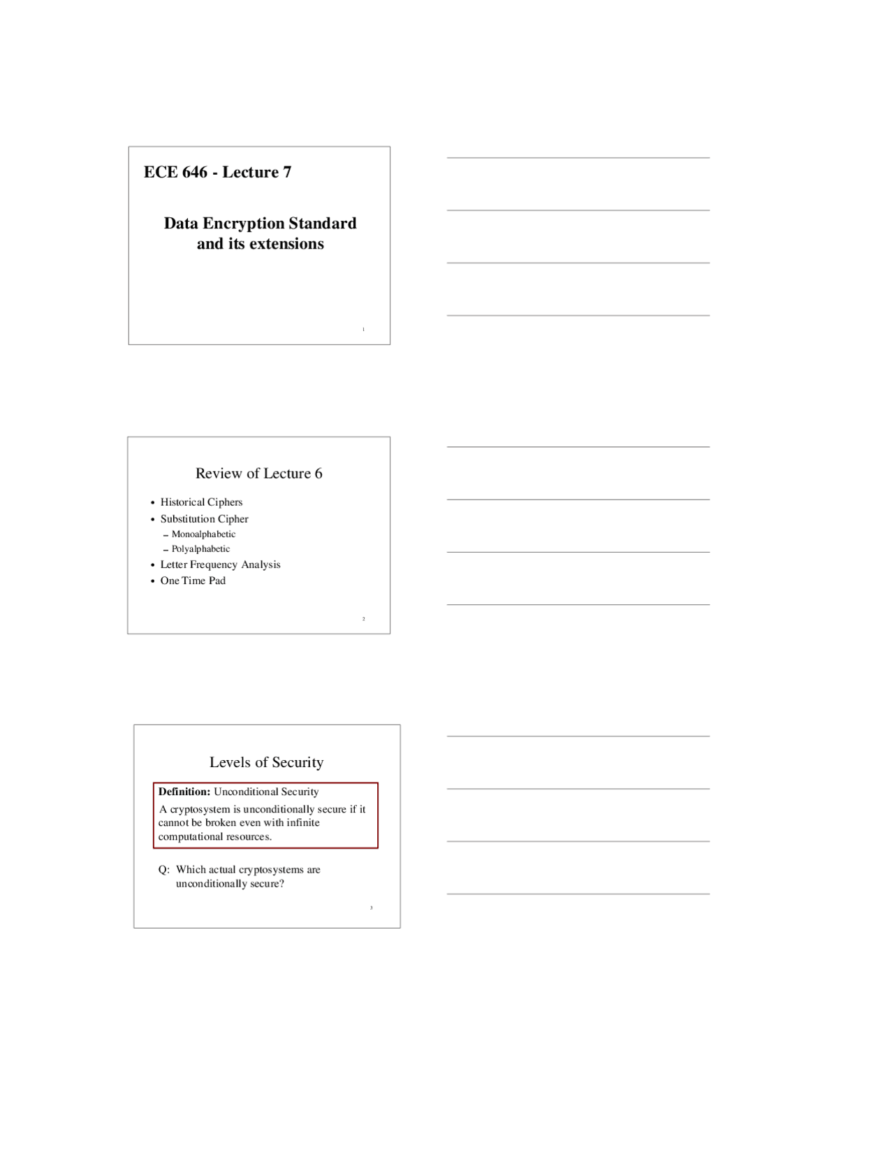 Data Encryption Standard and its Extensions - Computer Networks | ECE 646 - Docsity
