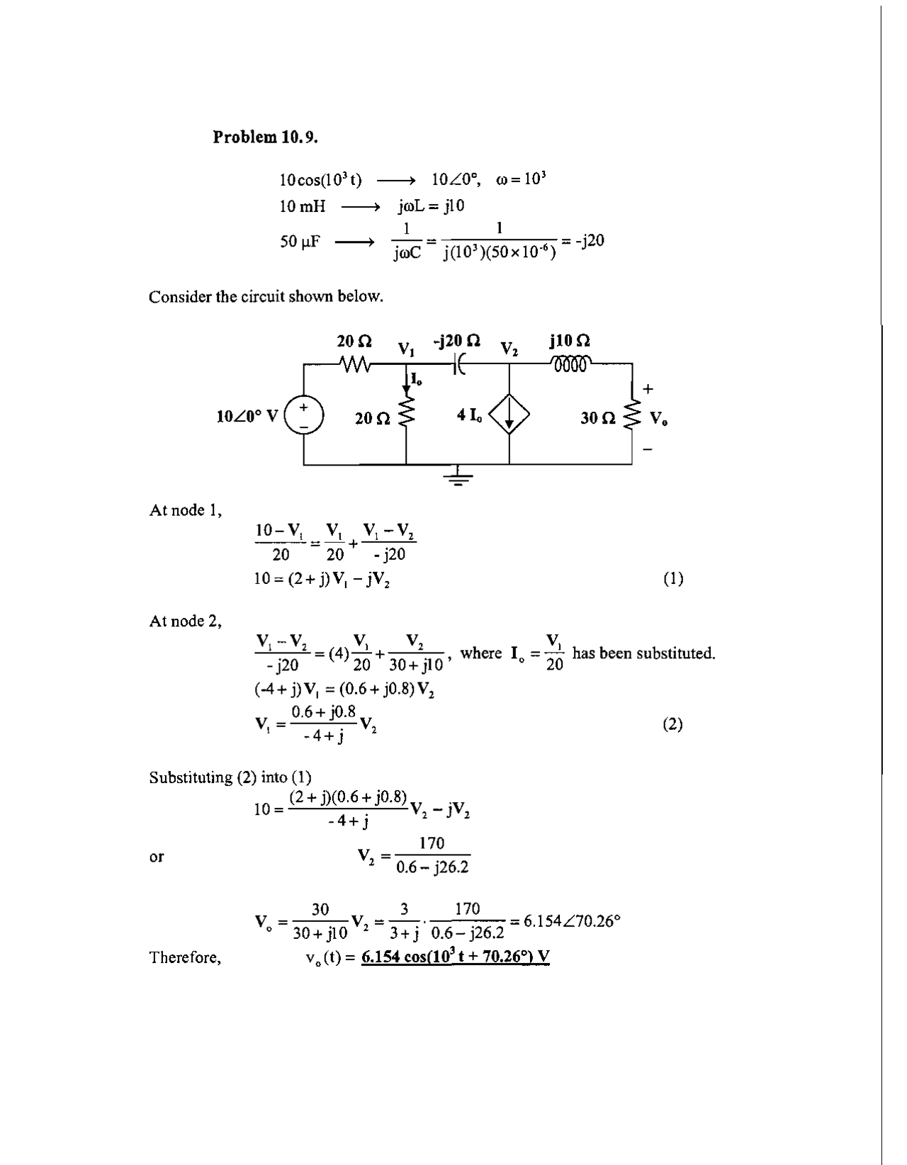 Electric Circuit Analysis Problems With Resolutions Ece 280 Docsity
