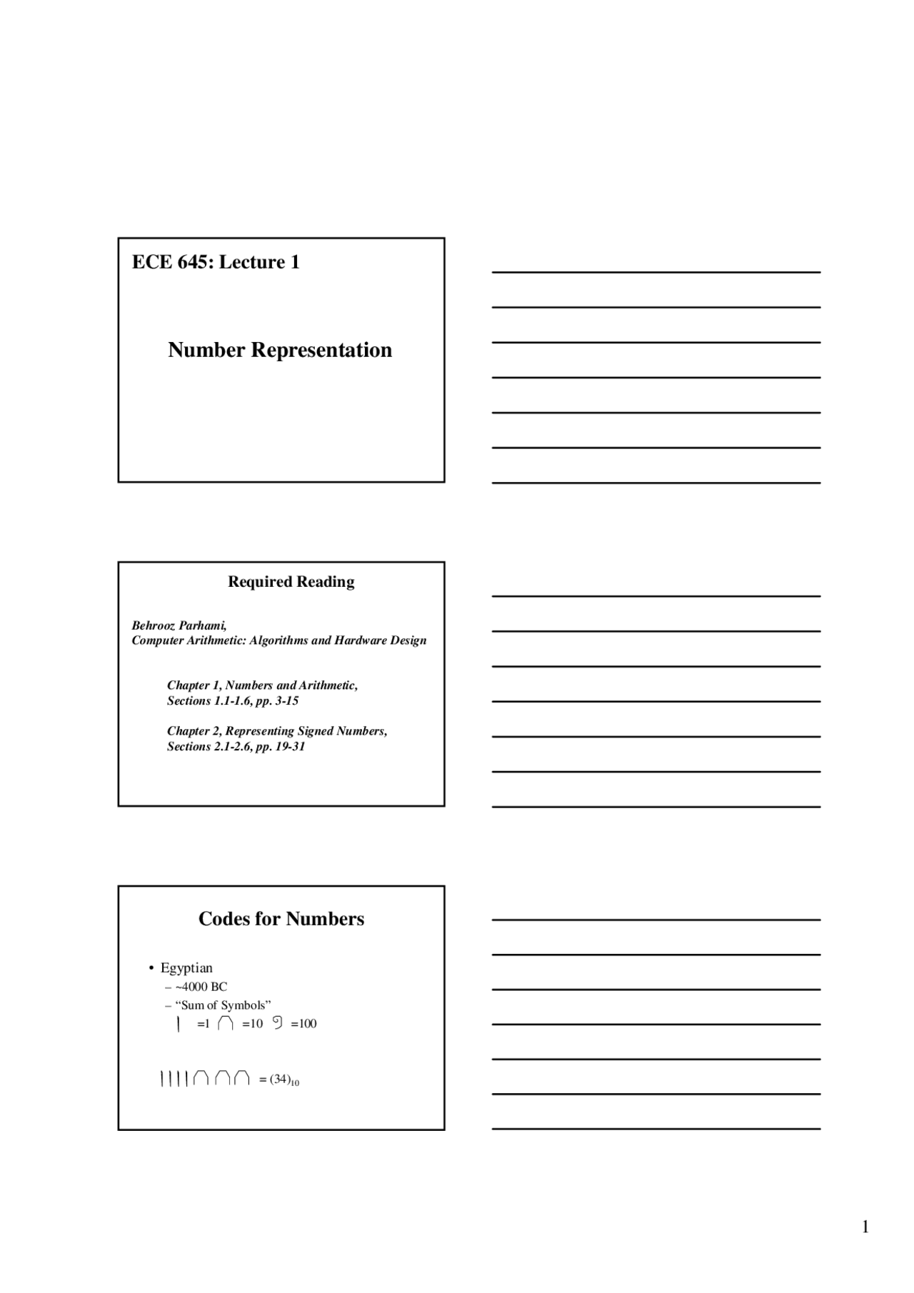 Numerical Representation In Computer Arithmetic Lecture Slides Ece 645 Docsity