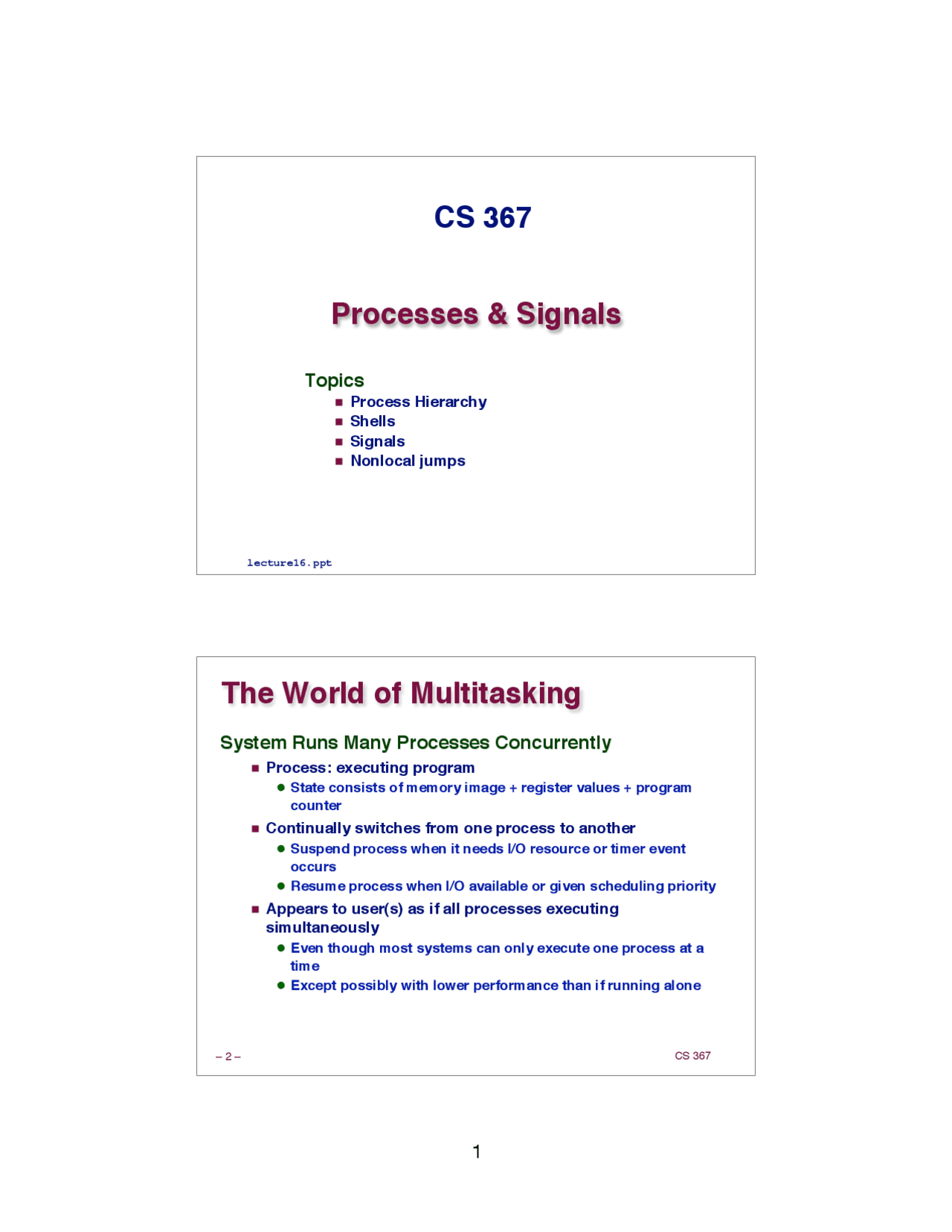 Process Hierarchy Shells Signals And Nonlocal Jumps Slides Cs