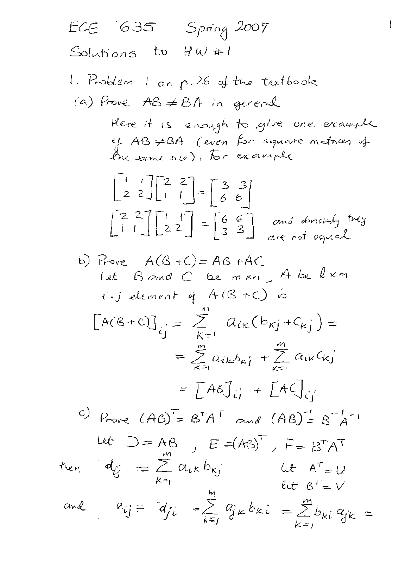Solutions For Homework Adaptive Signal Process Ece 635 Docsity