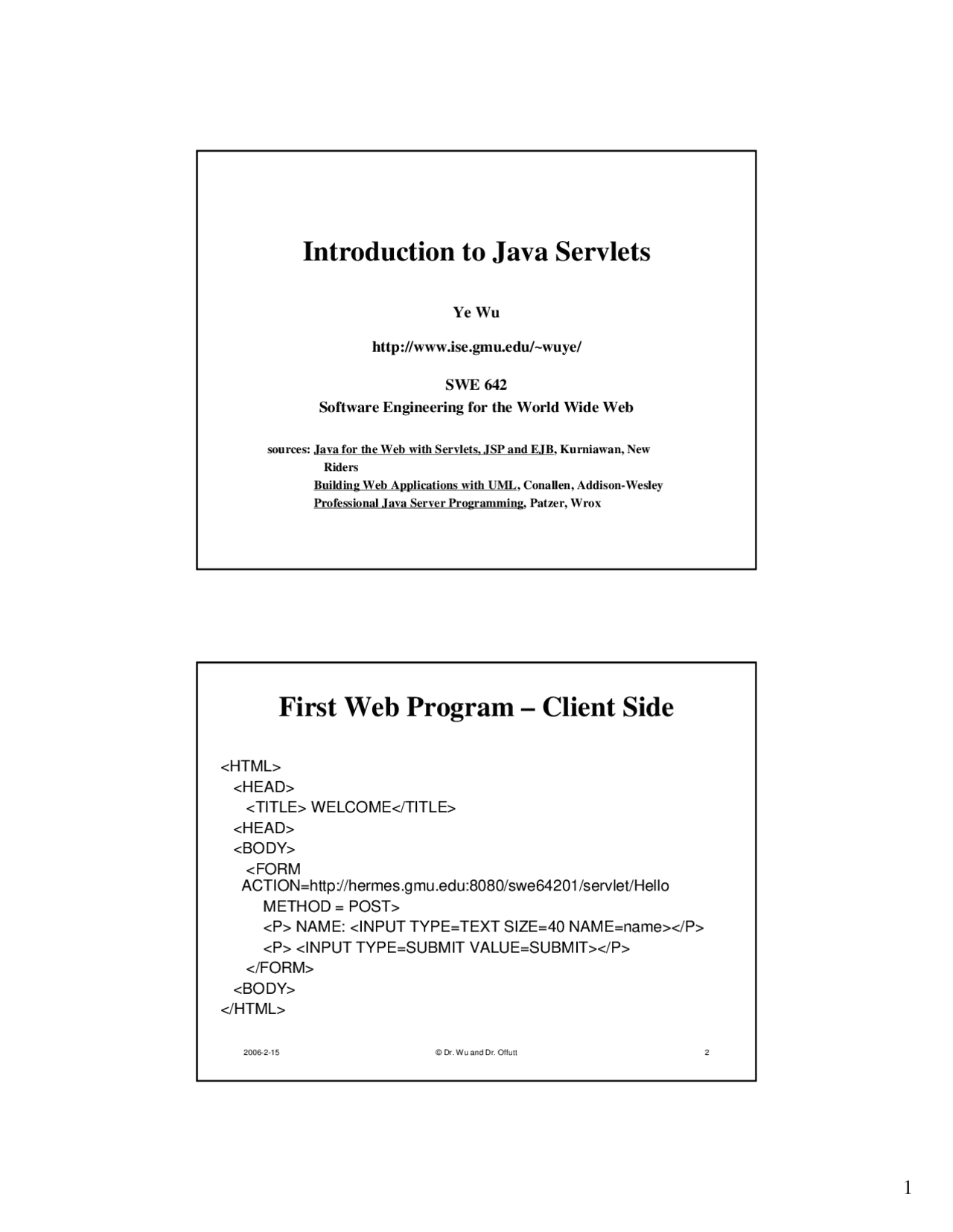 Introduction To Java Servlets Lecture Slides Swe 642 Docsity 5303