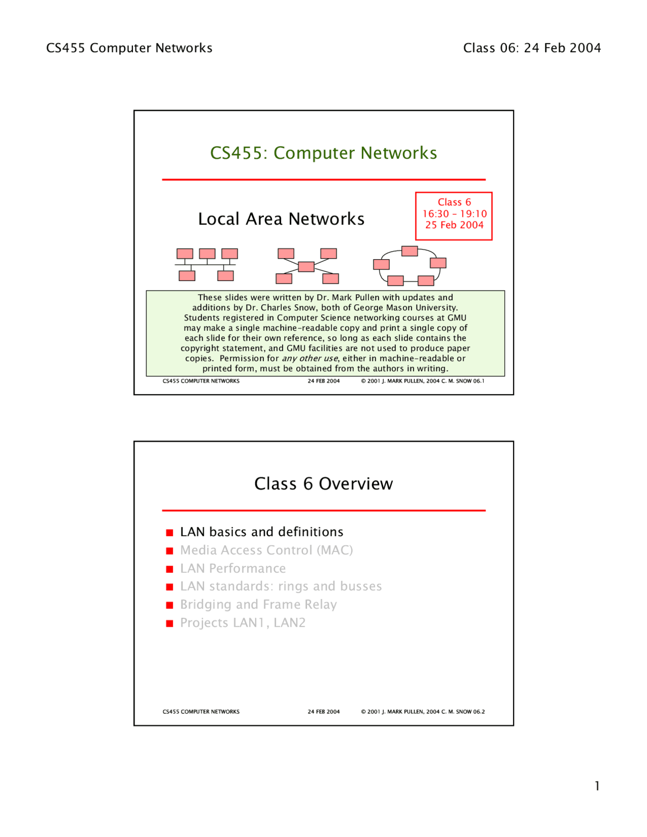 Computer Network Local Area Networks Lecture Slides Cs 455 Docsity