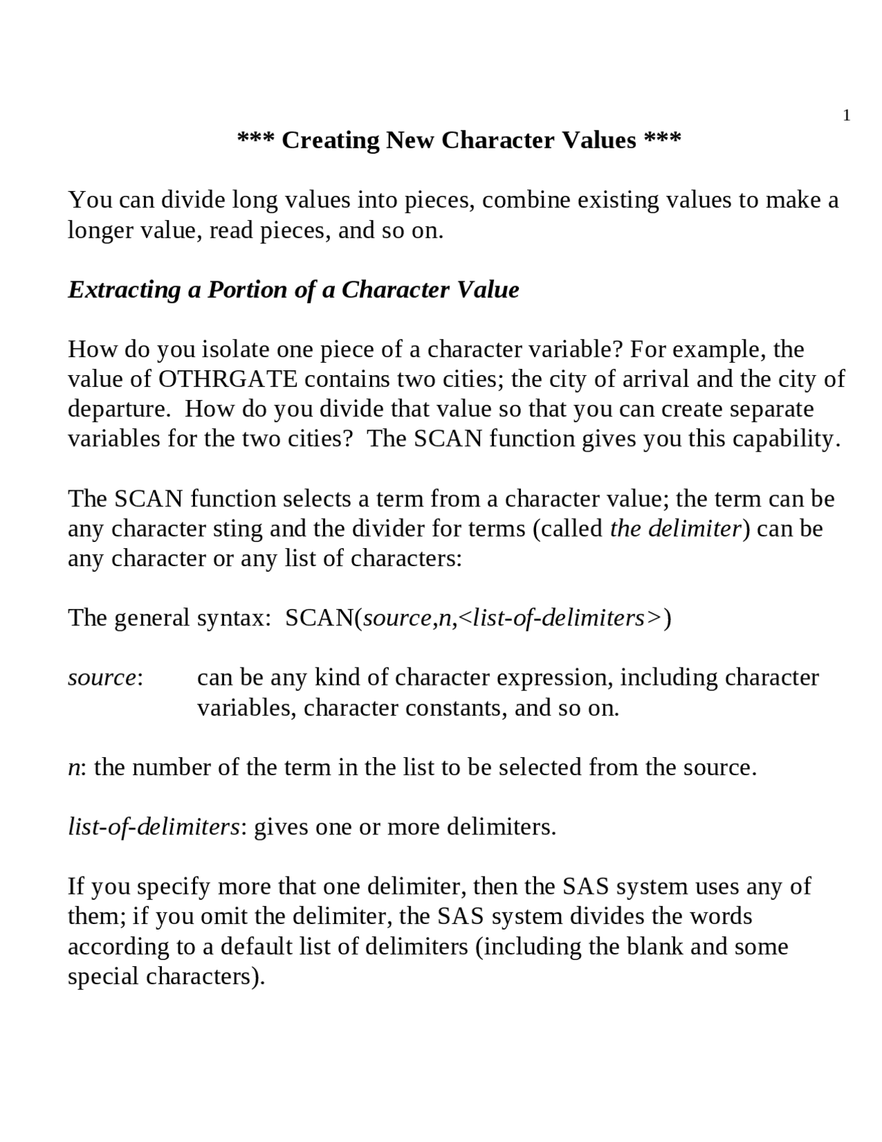 Creating New Character Values - Introduction to Statistical Computing | STAT 321 - Docsity