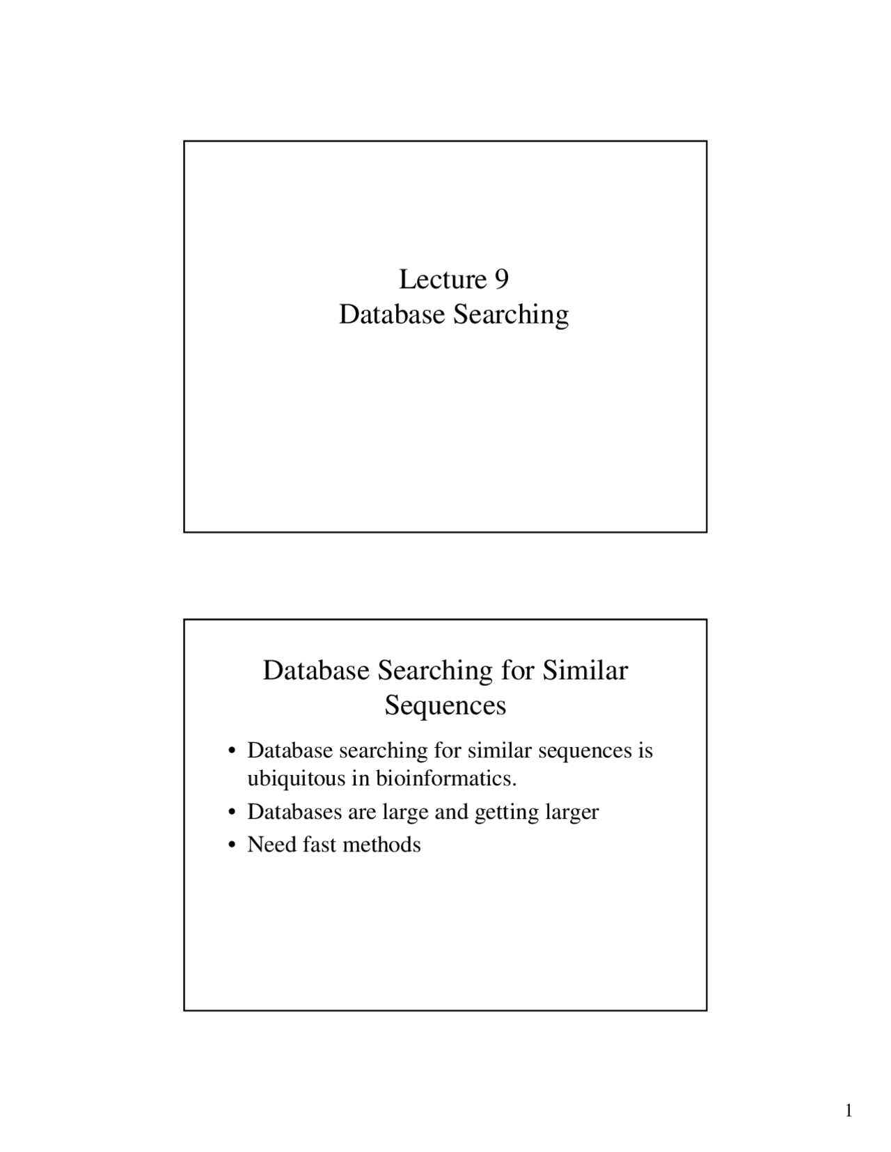 Database Searching Lecture Slides Binf 630 Docsity