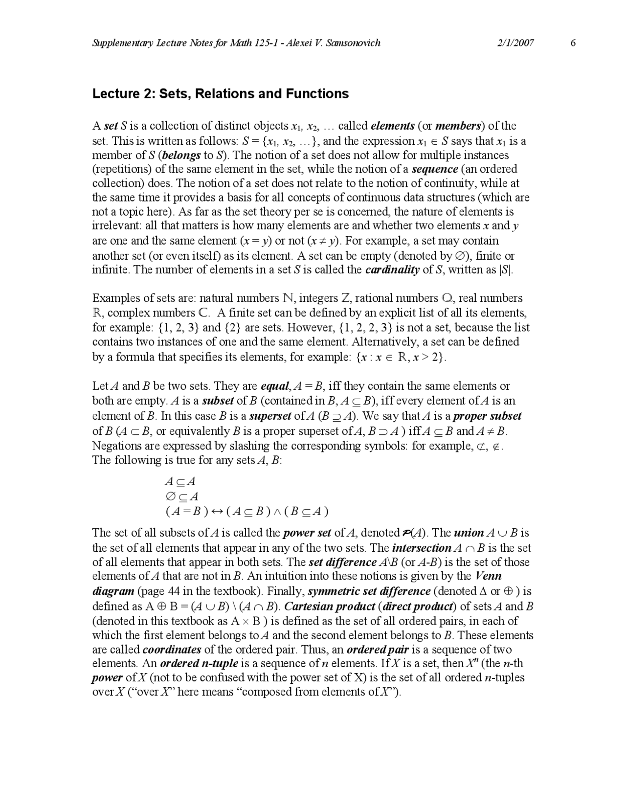 Sets, Relations and Functions - Discrete Mathematics I | MATH 125 ...