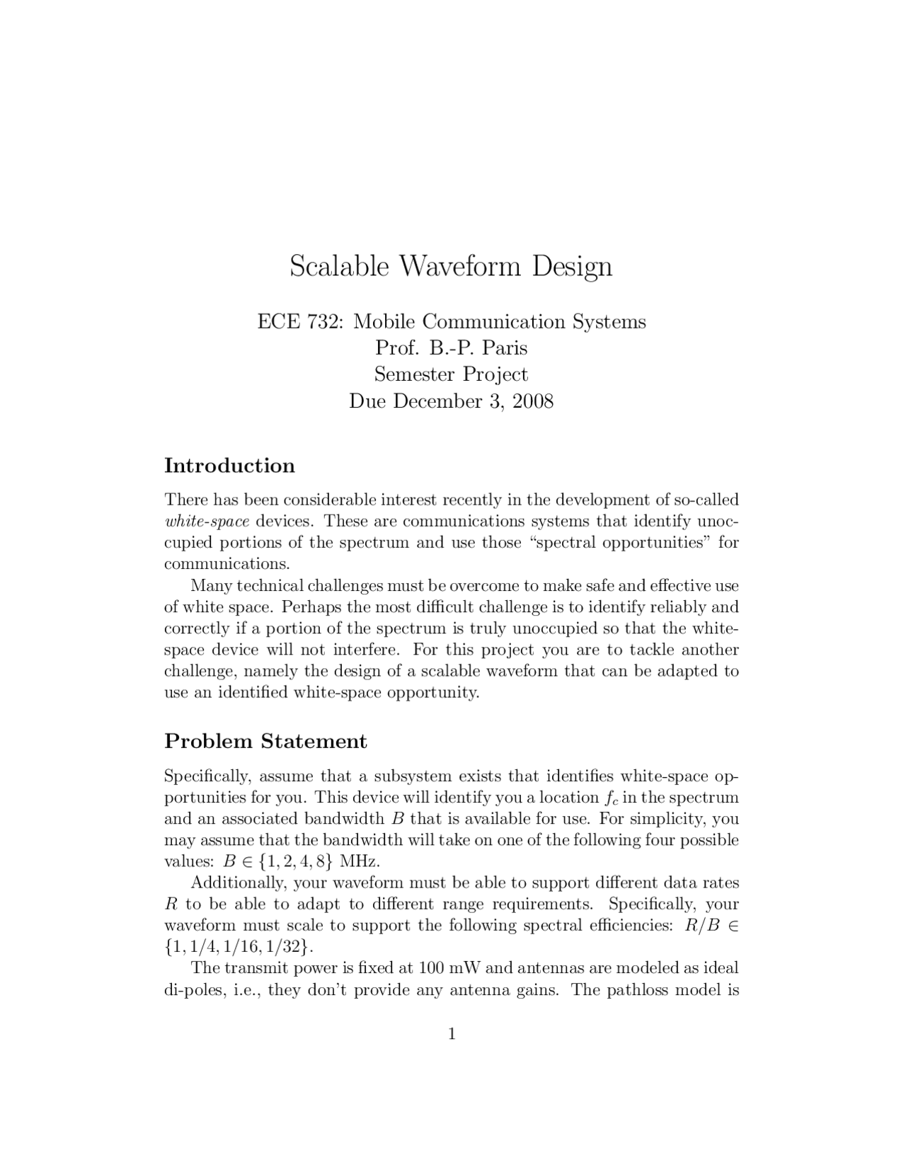 Scalable Waveform Design Mobile Communication Systems Ece 732 Docsity