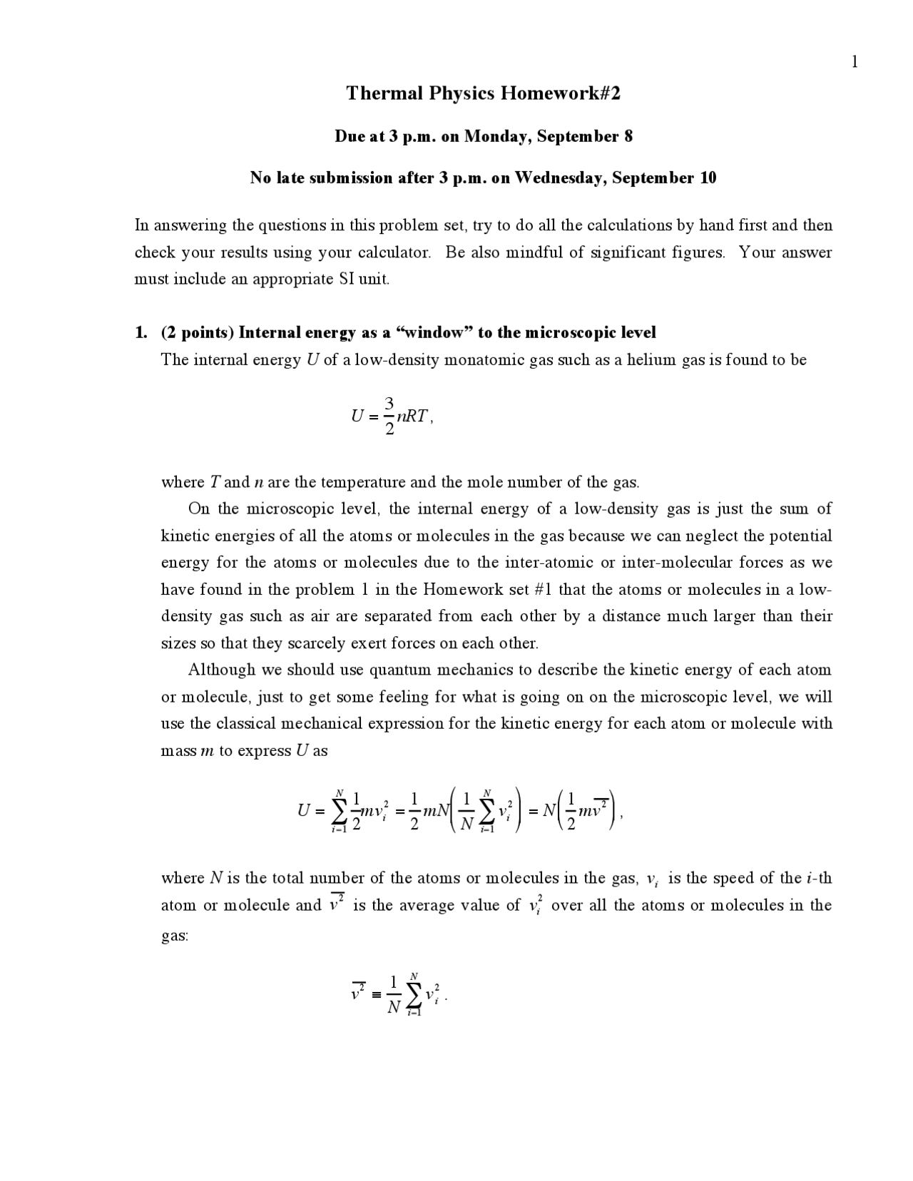 Assignment 2 For Thermal Physics Phy 32500 Docsity