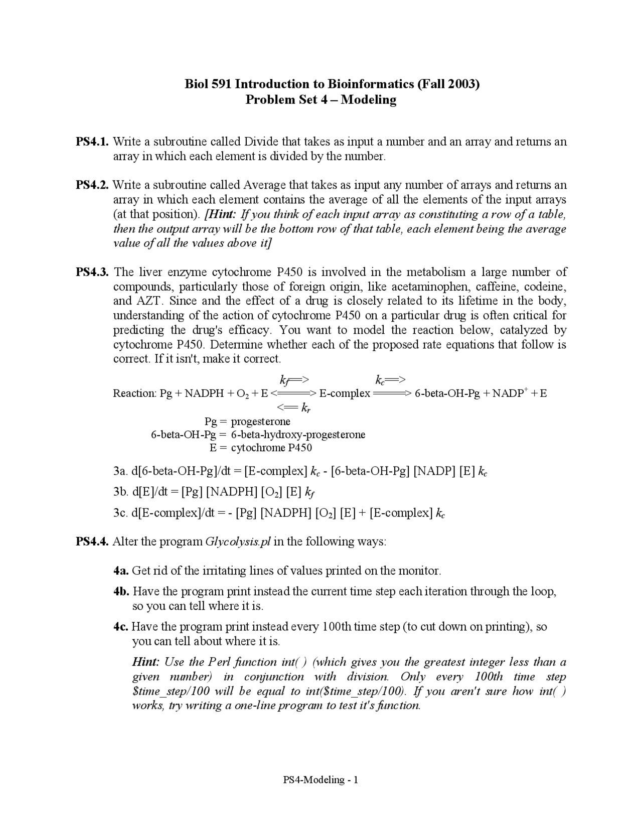Problem Set 4 Modeling Introduction To Bioinformatics Biol 591