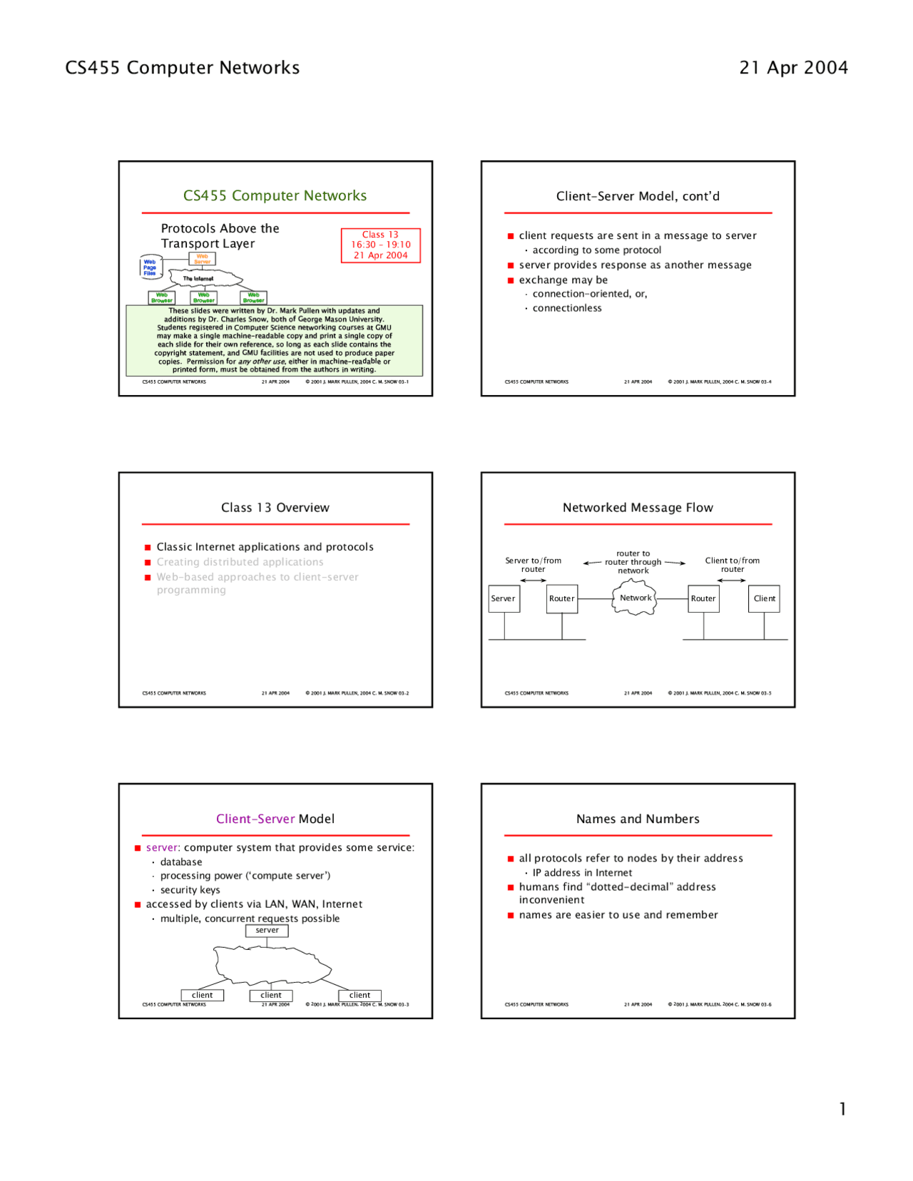 Protocols Above the Transport Layer for Computer Communications Networking | CS 455 - Docsity