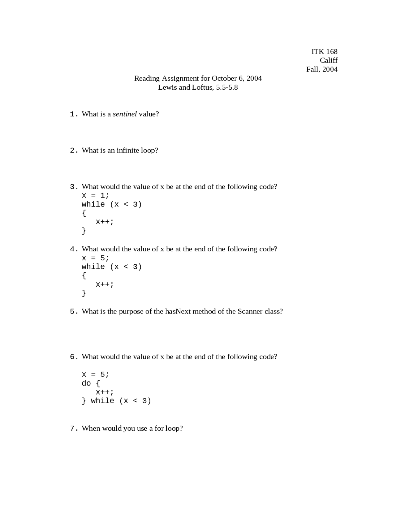 Reading Assignment Structured Problem Solving Using The Computer