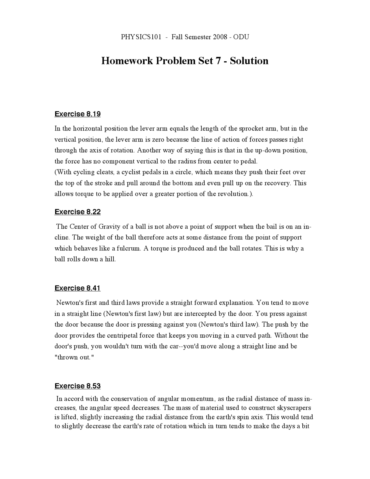 Assignment 7 With Problems For Conceptual Physics Phys 101n Docsity
