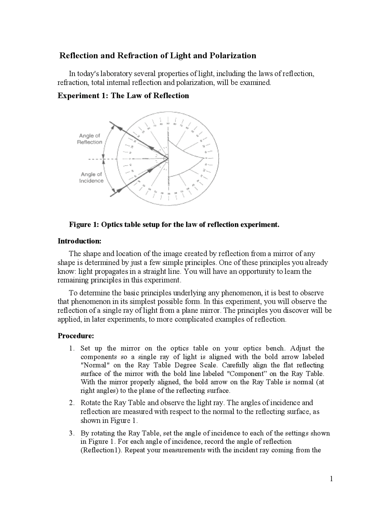 Reflection And Refraction Of Light And Polarization Lecture Notes