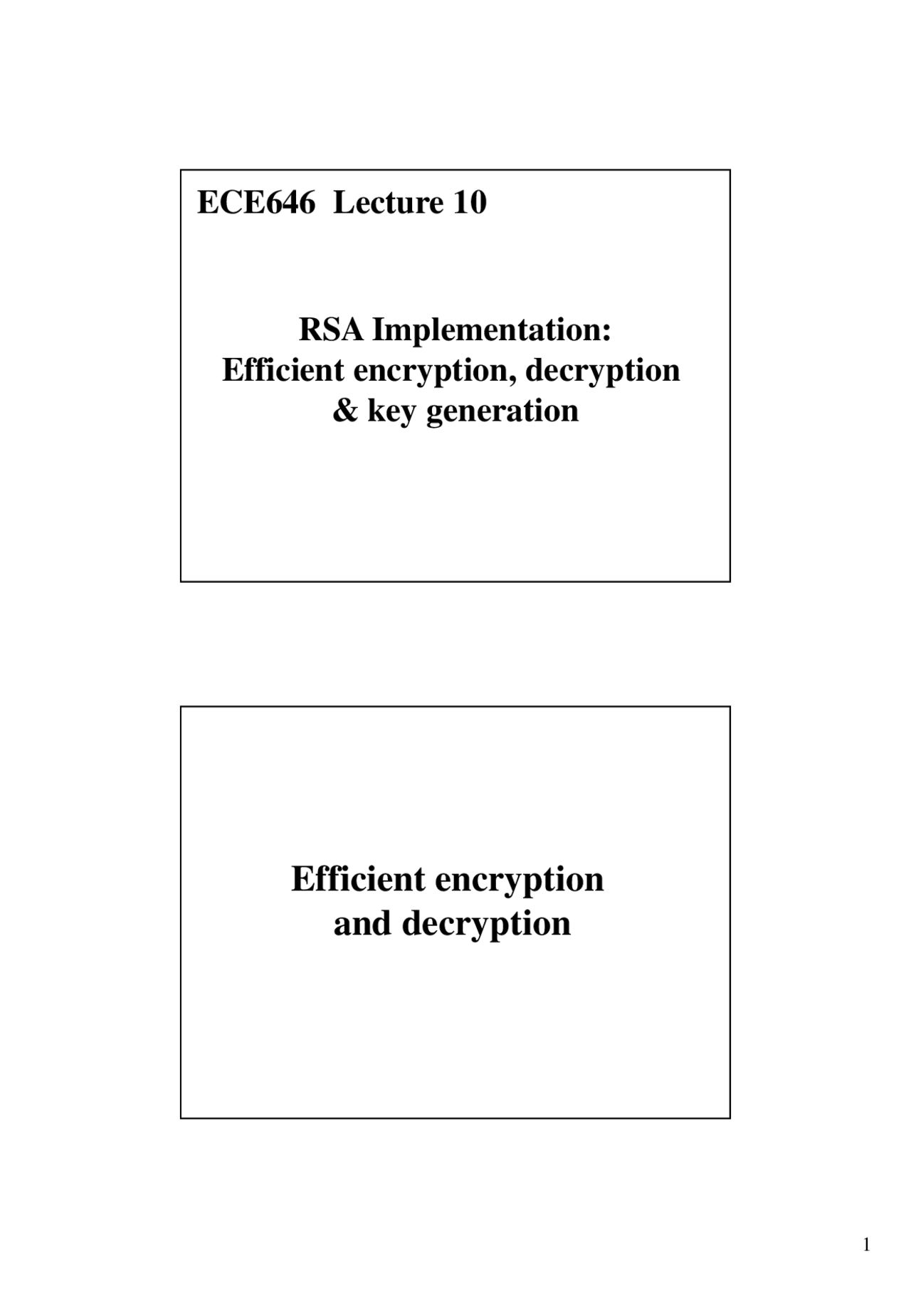 Efficient Encryption Decryption And Key Generations Ece 646 Docsity