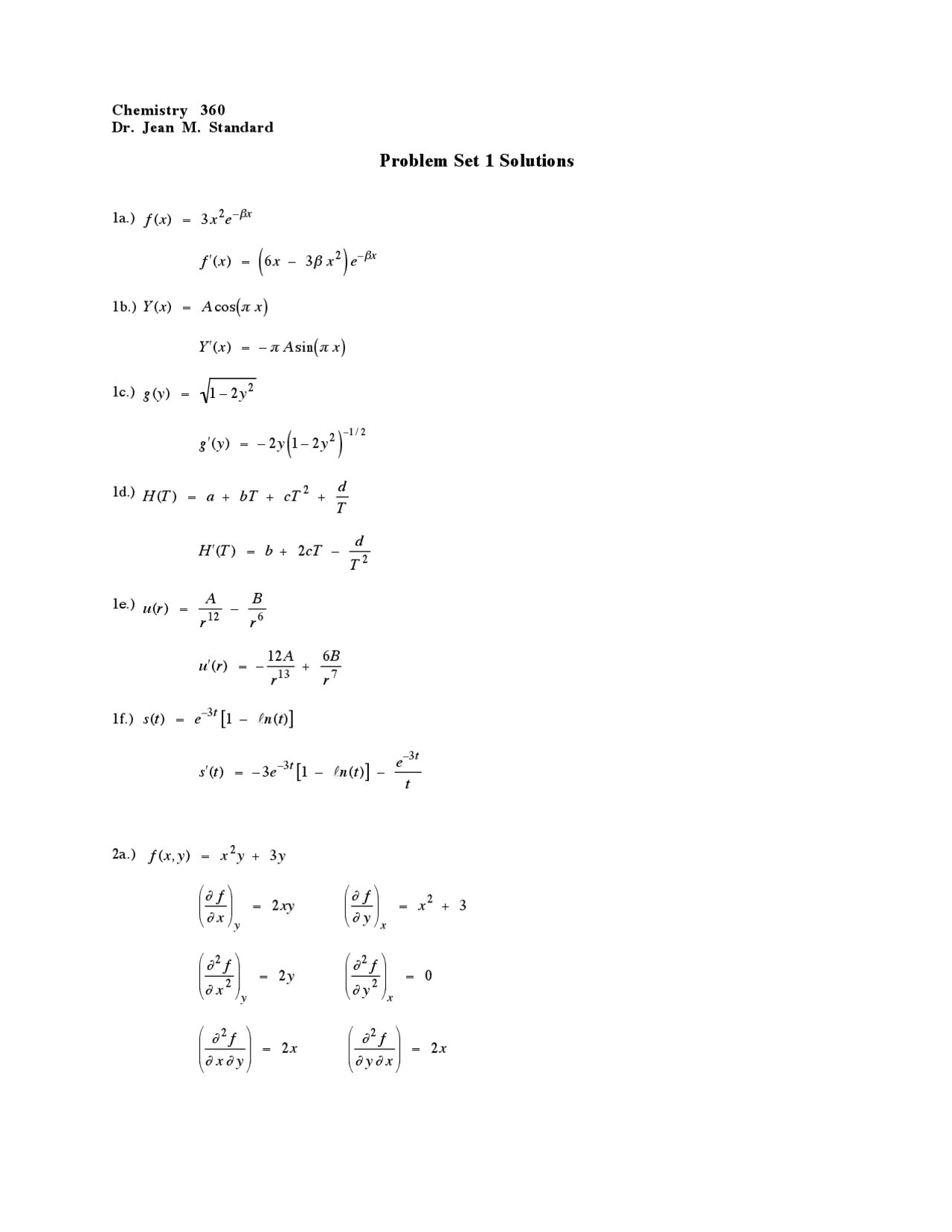 Solved Problem Set 1 Physical Chemistry I Che 36000 Docsity