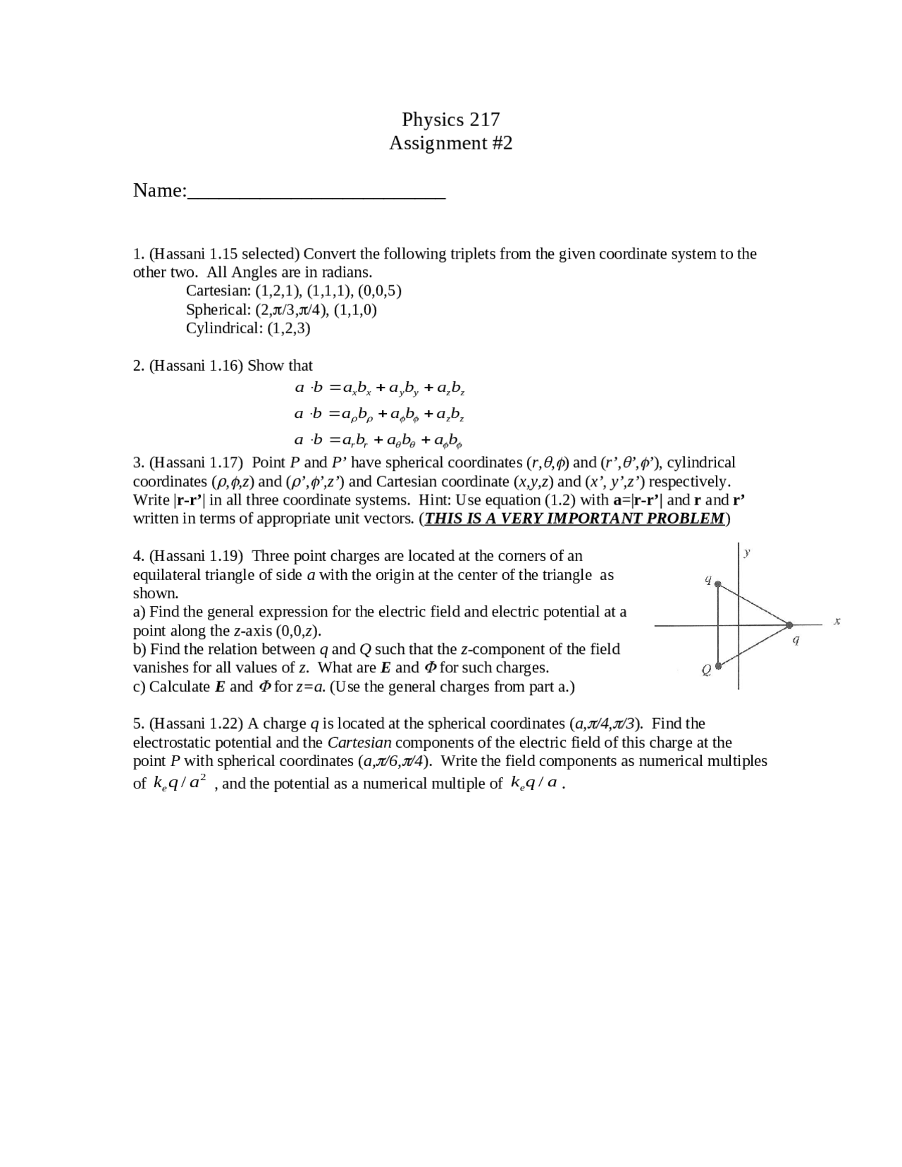 Methods Of Theoretical Physics Assignment 2 Questions Phy 21700