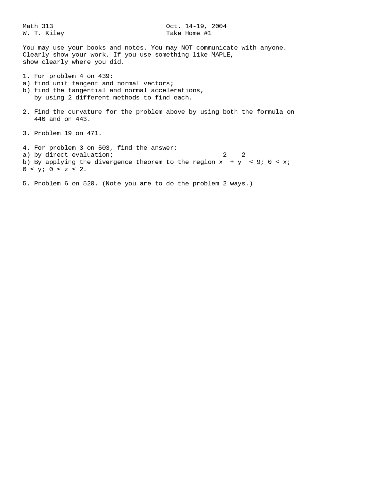 5 Problems On Introduction To Applied Analysis Exam Math 313 Docsity