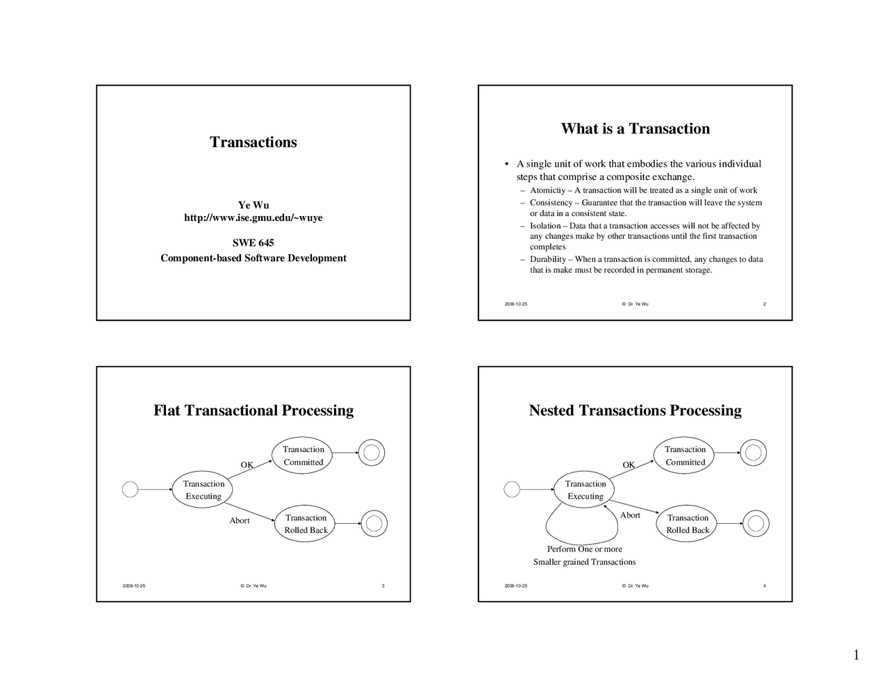 Notes On Transactions Component Based Software Development Swe 645