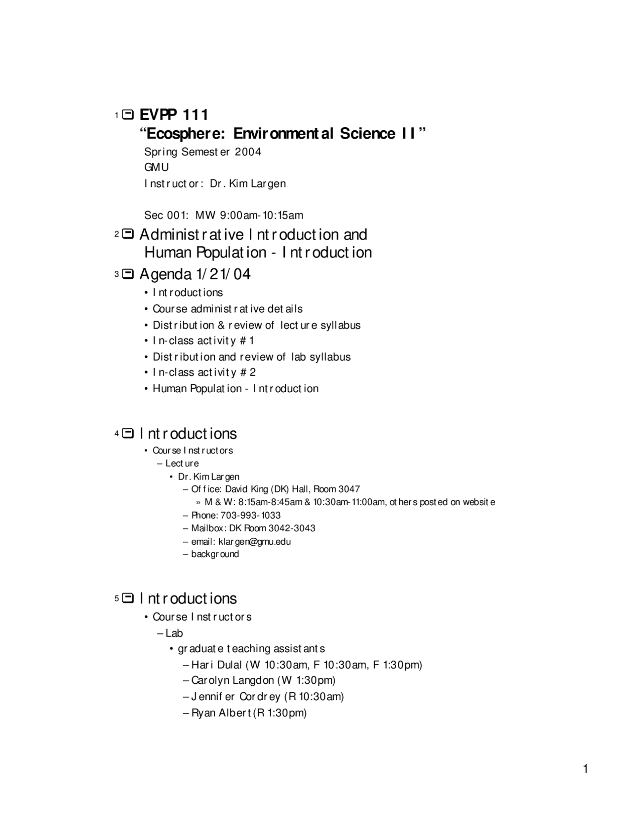 Ecosphere Environmental Science Ii Course Outline Evpp 111 Docsity