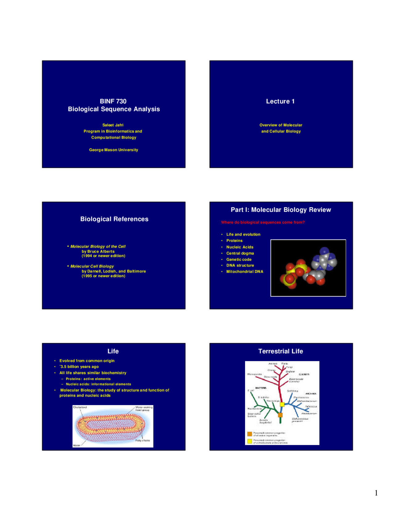 Biological Sequence Analysis: Lecture 1 - Overview of Molecular and Cellular Biology | Study ...