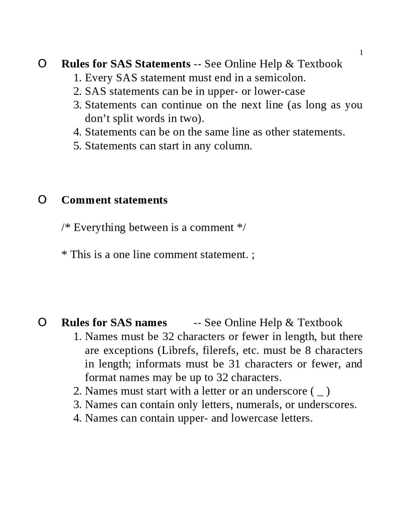 Sas Programming Rules Data Sets And Input Statements Prof James