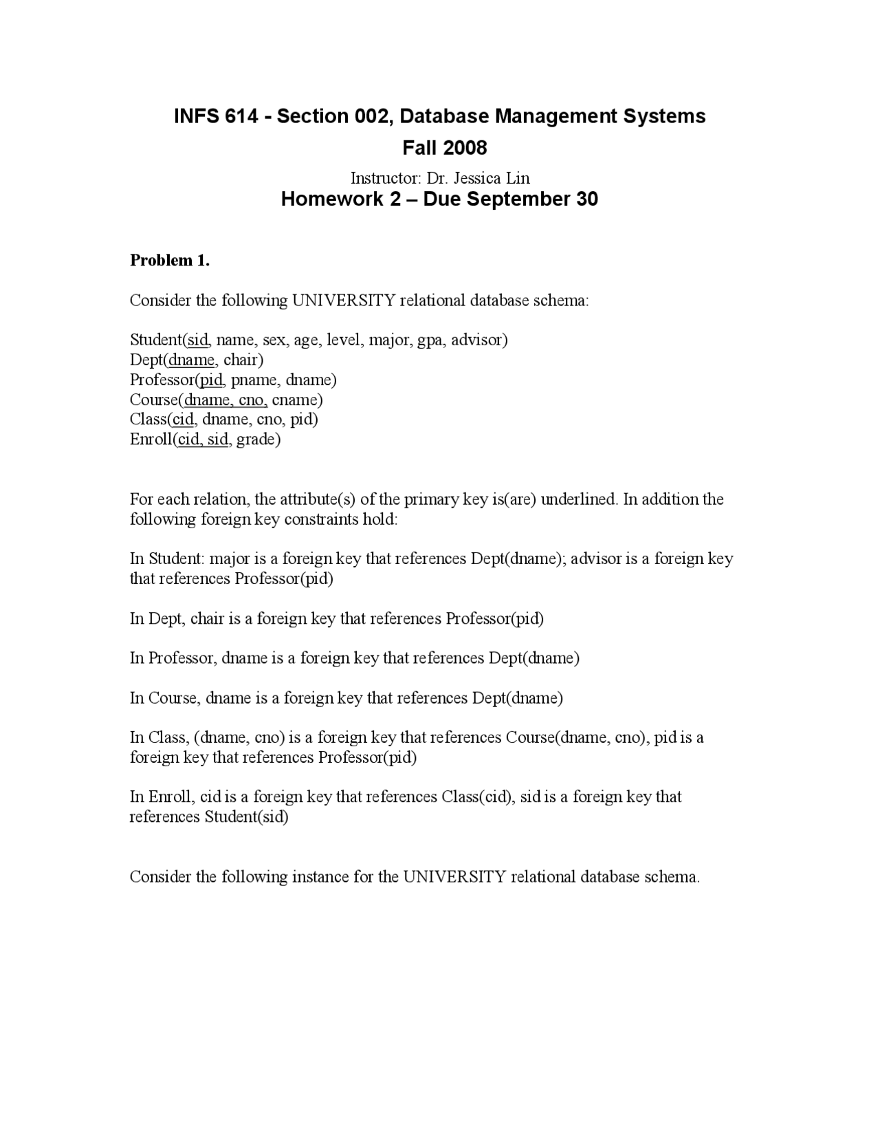 Homework 2 For Database Management Infs 614 Docsity