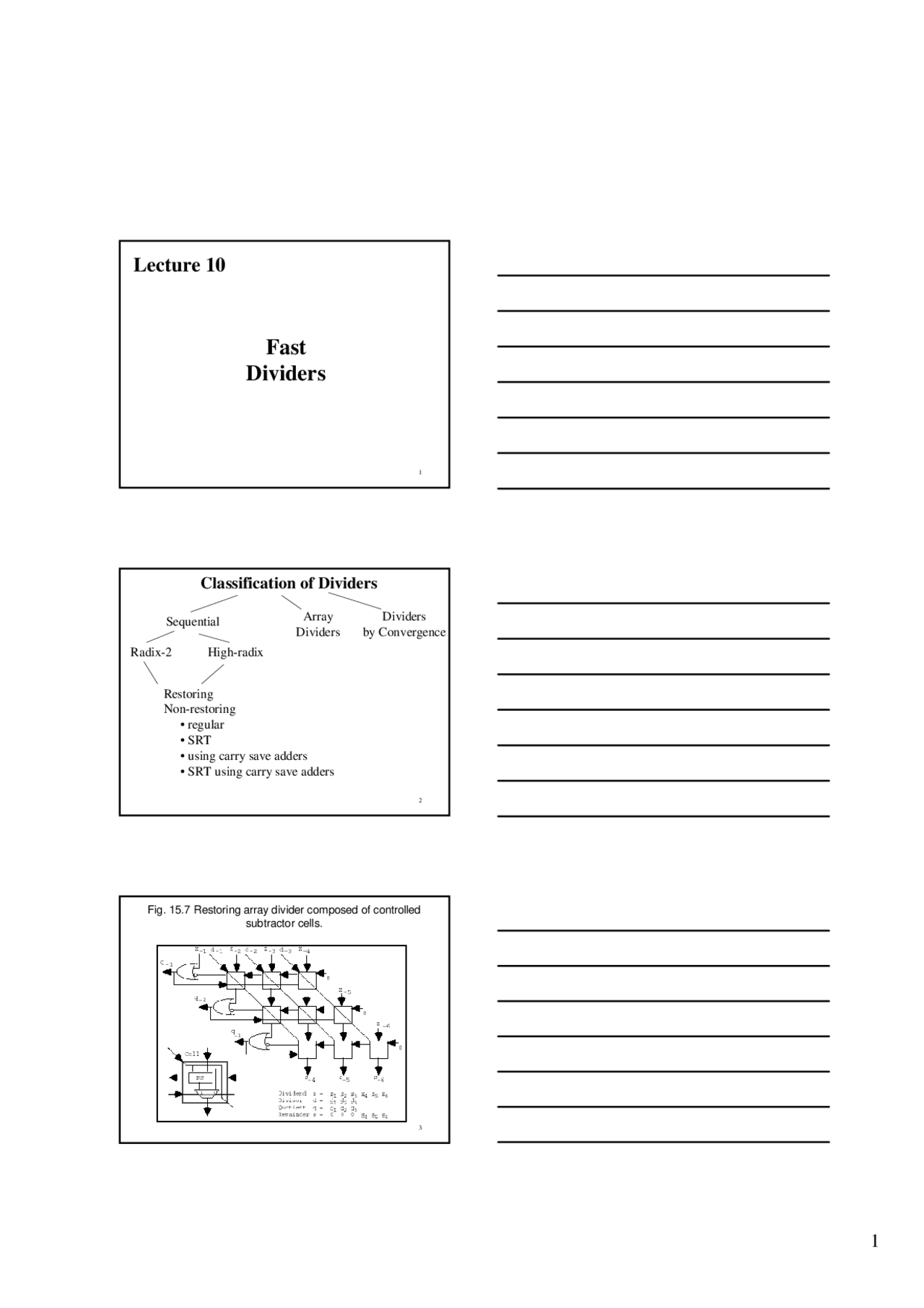 Classification Of Dividers Lecture Slides Ece 645 Docsity