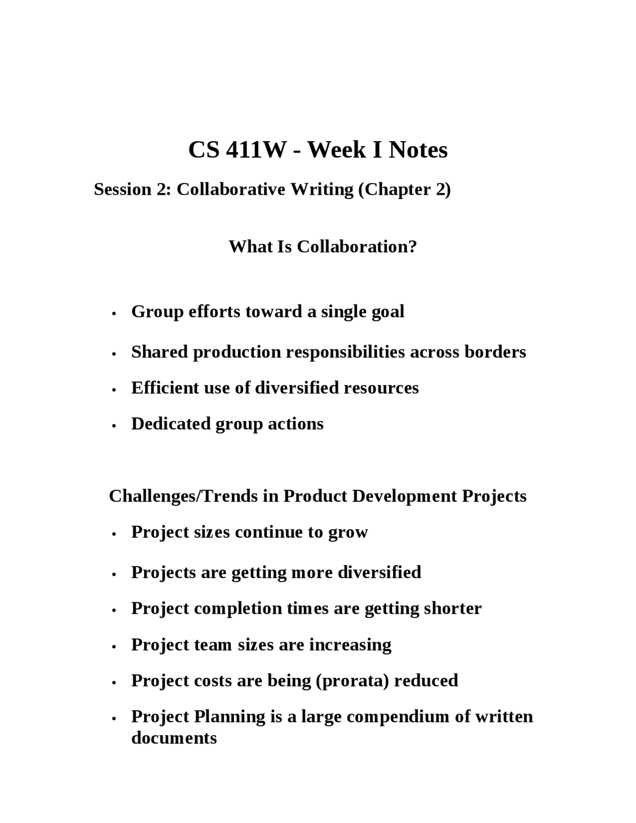 CS 411W Week I Notes: Collaborative Writing and Product Development ...