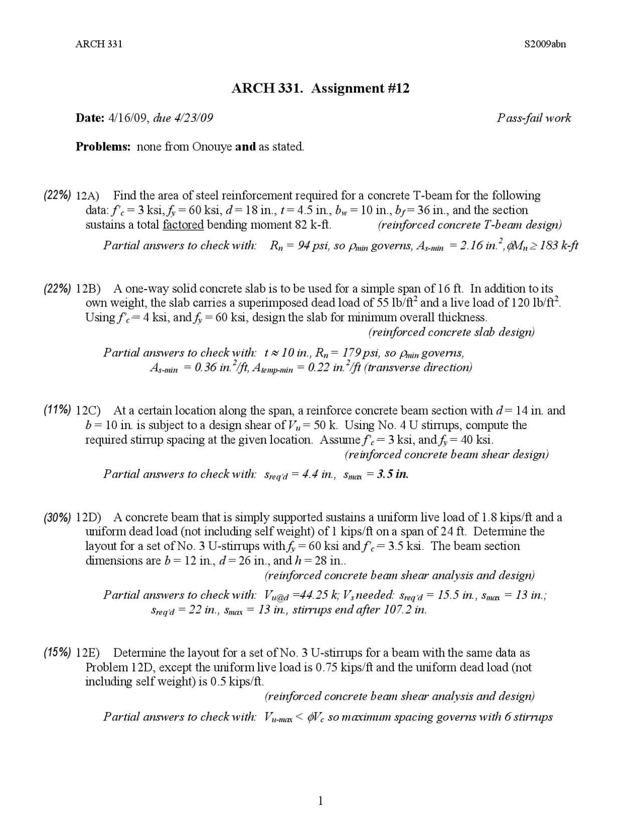 5 Questions Of Architectural Structure Assignment 2 Arch 331 Docsity