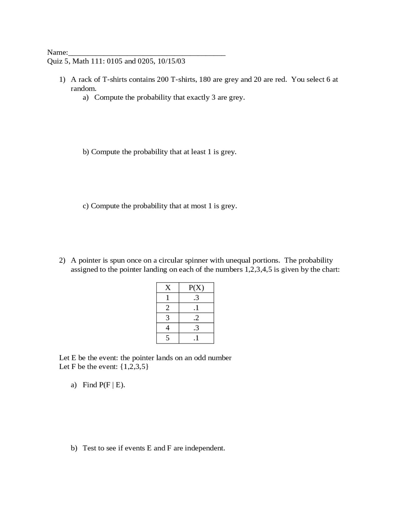 Introduction To Probability Quiz 5 Problems MATH 111 Docsity introduction-to-probability-quiz-5-problems-math-111-docsity