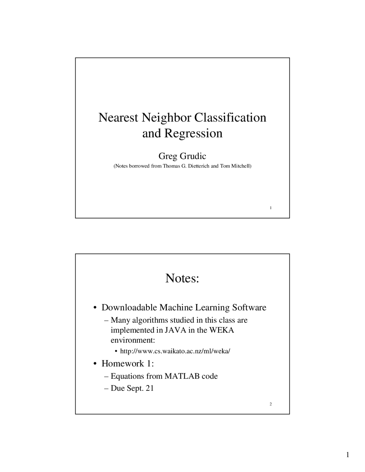 Nearest Neighbor Classification And Regression Lecture Slides Csci 3202 Docsity