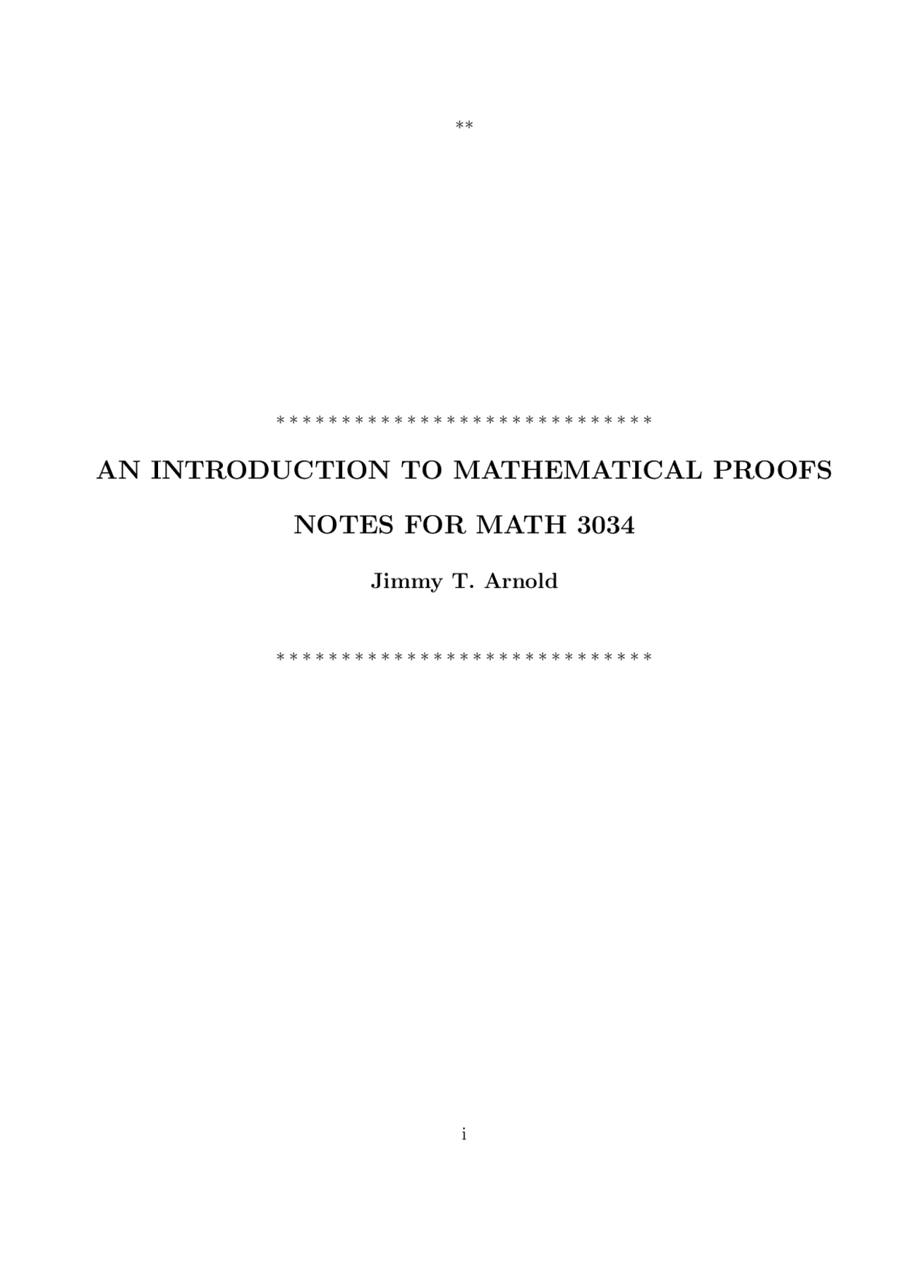 Notes For Introduction To Mathematical Proofs Math 3034 Docsity