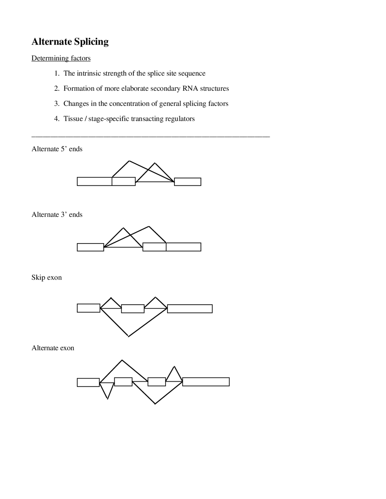 Alternate Splicing Molecular Biology Notes Mcdb 3500 Docsity