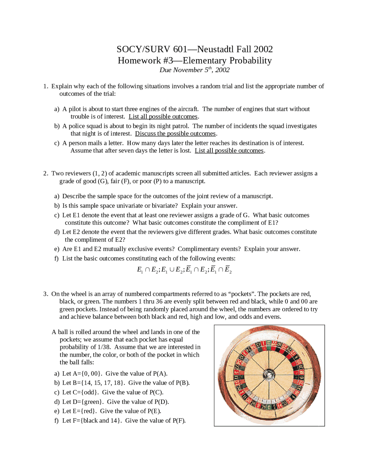 Elementary Probability - Statistics Research I | SOCY 601 - Docsity