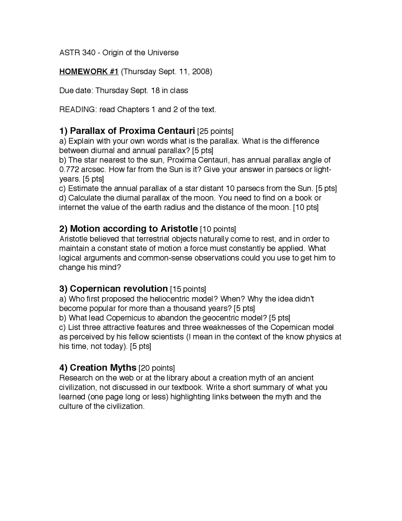 Practice Assignment 1 Origin Of Universe Astr 340 Docsity