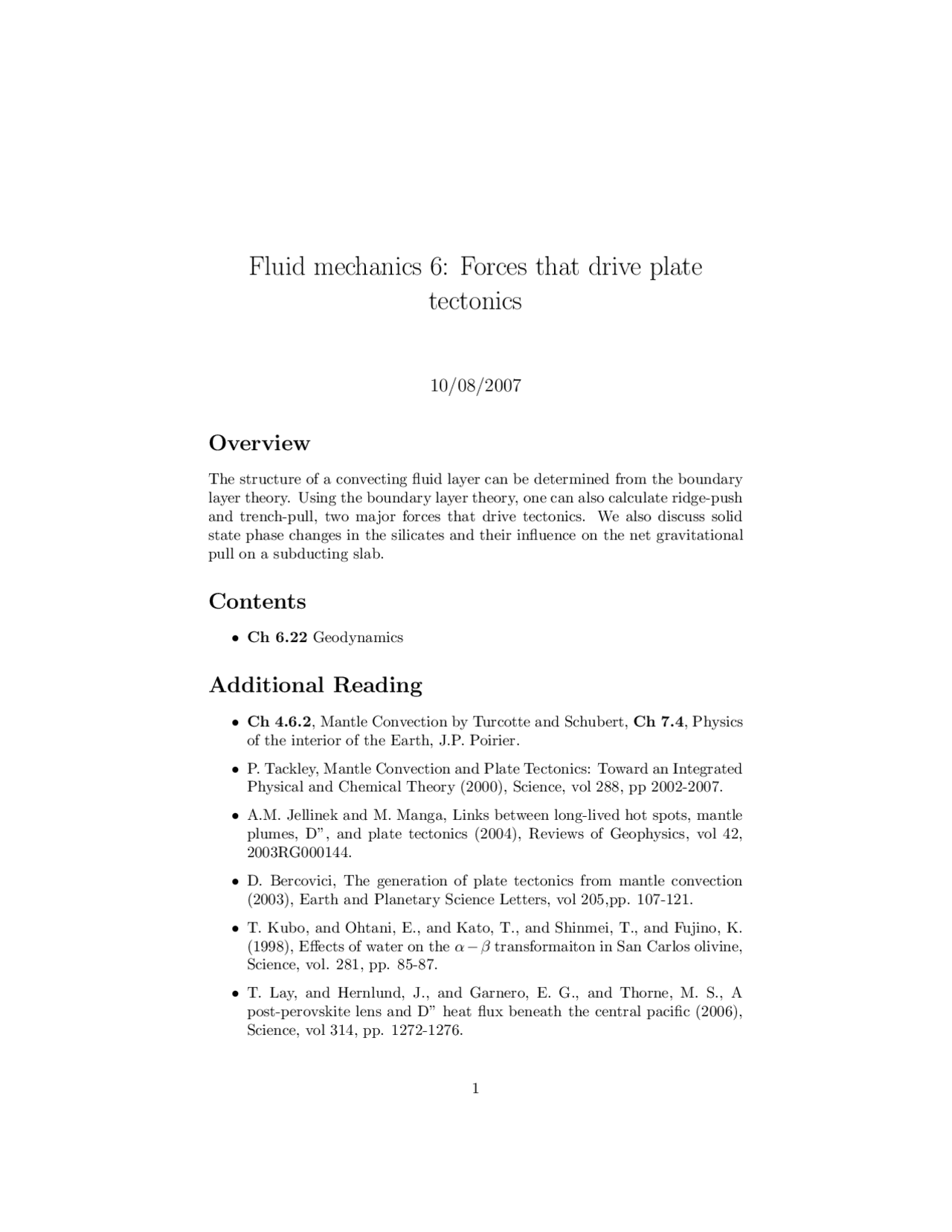 Forces That Drive Plate Tectonics Geophysics Lecture Notes Geol