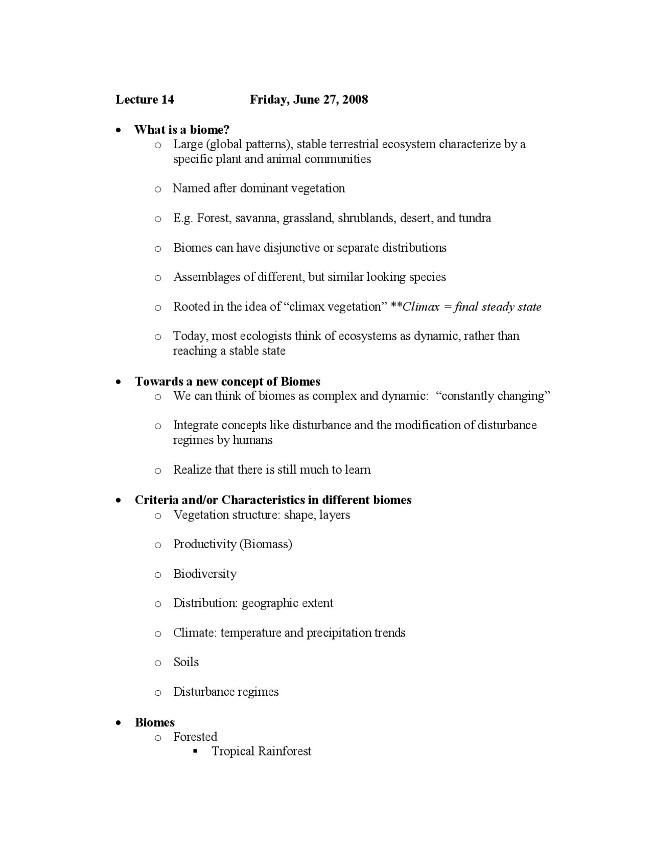What Is A Biome Lecture Notes Geog 1001 Docsity