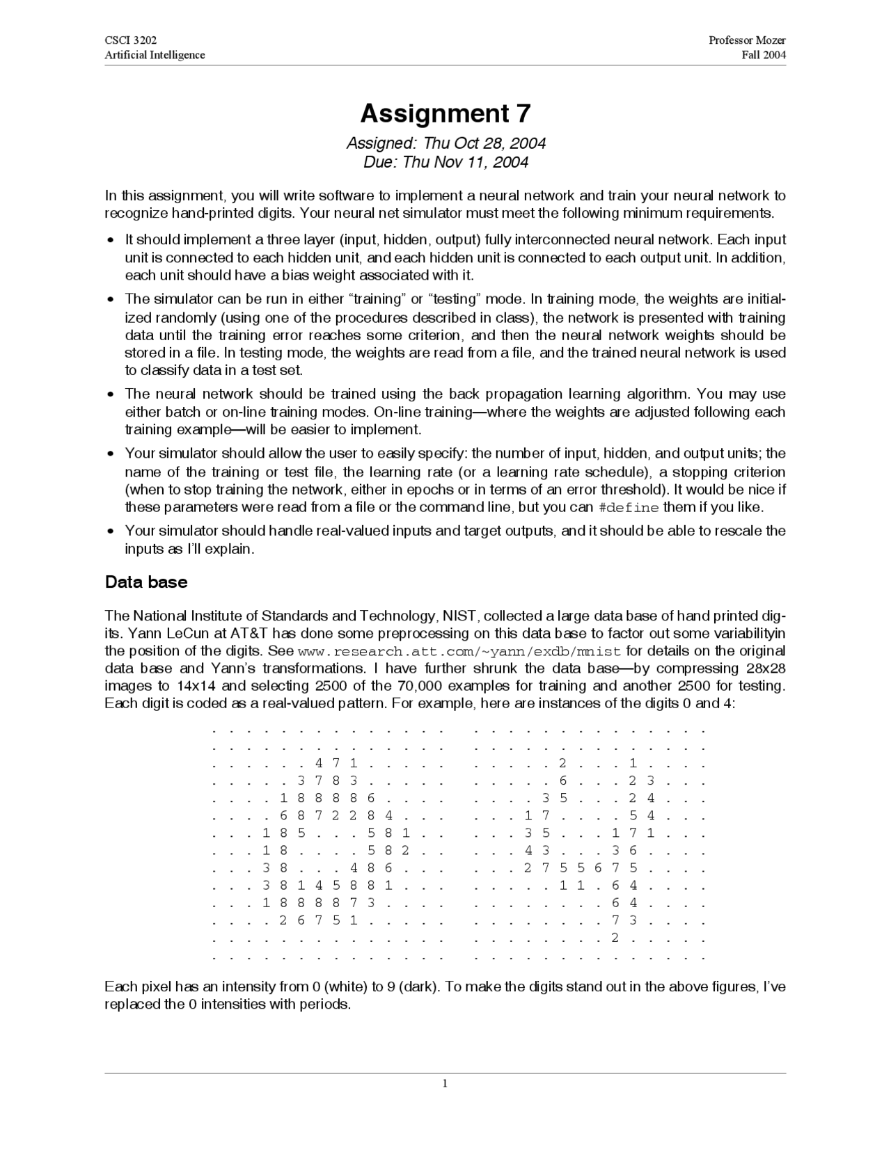 Assignment 7 On Introduction To Artificial Intelligence Csci 3202 Docsity