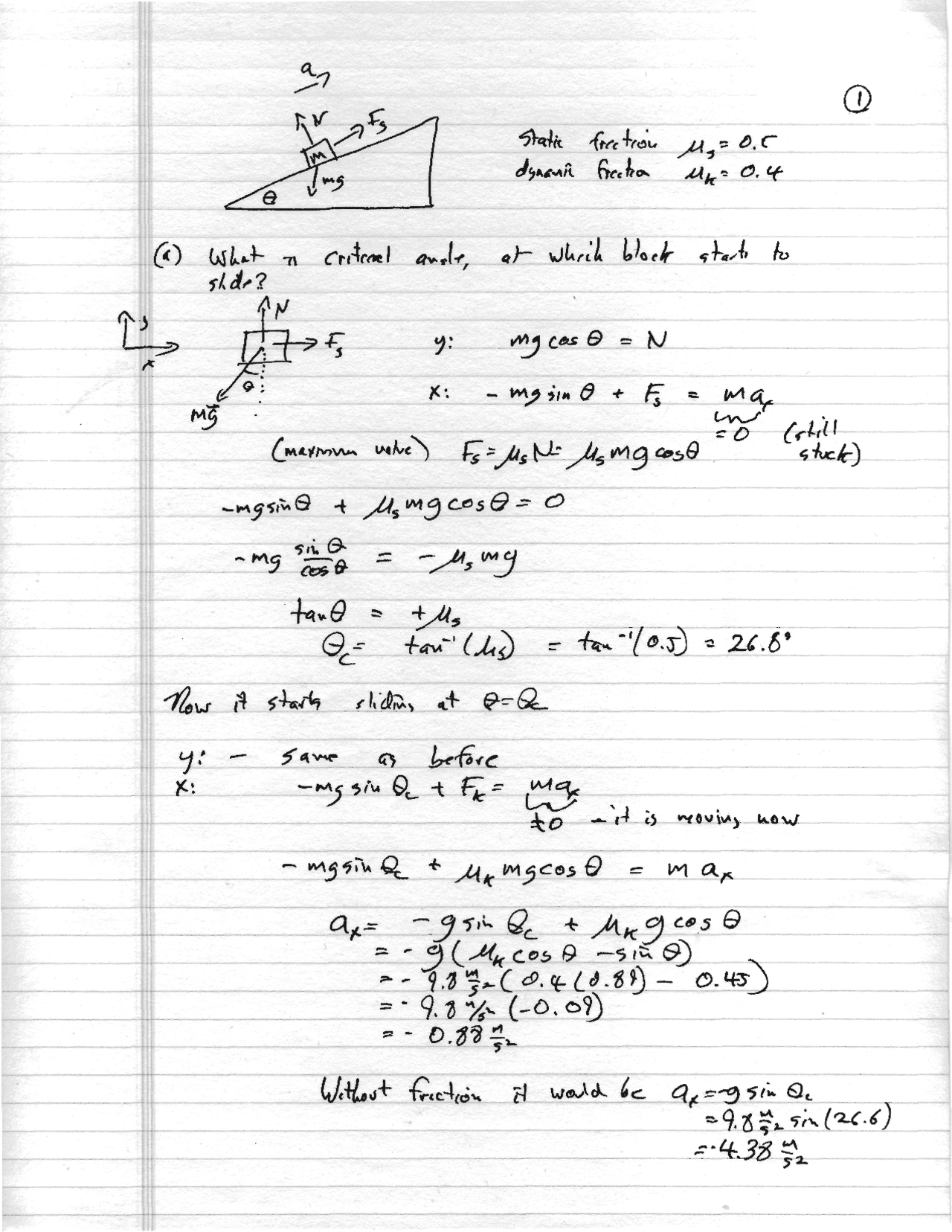Handwritten Notes on Static and Dynamic Friction | PHYS 141 - Docsity