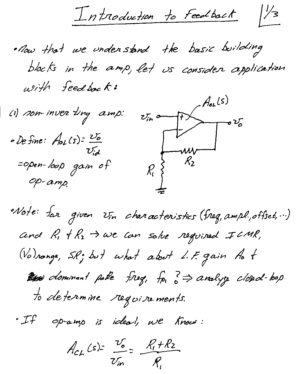 Introduction To Feedback Handwritten Notes Ecen 4827 Docsity