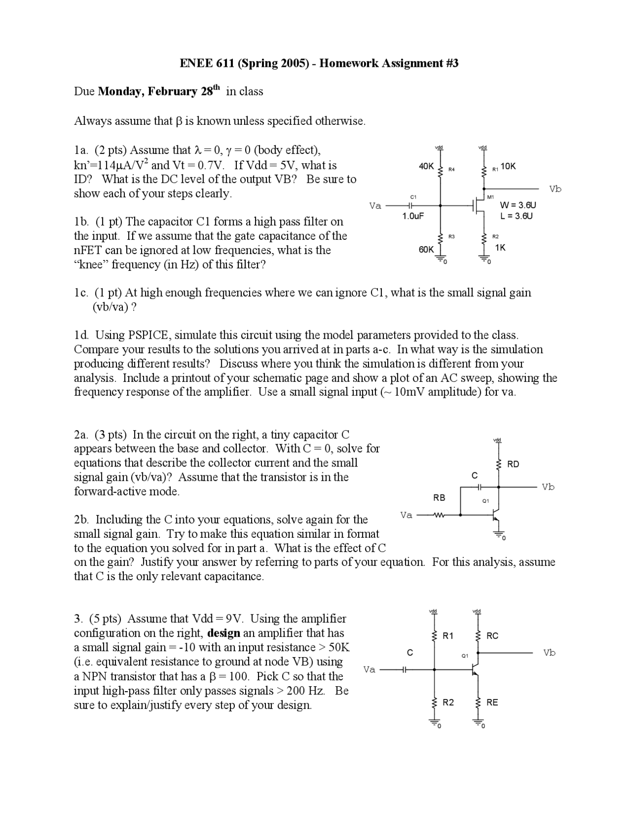 Assignment 3 For Integral Circuit Design And Analysis Enee 611 Docsity
