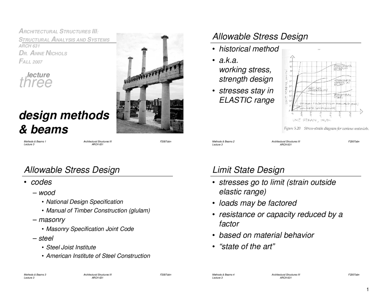 Design Methods And Beam Lecture Slides Arch 631 Docsity