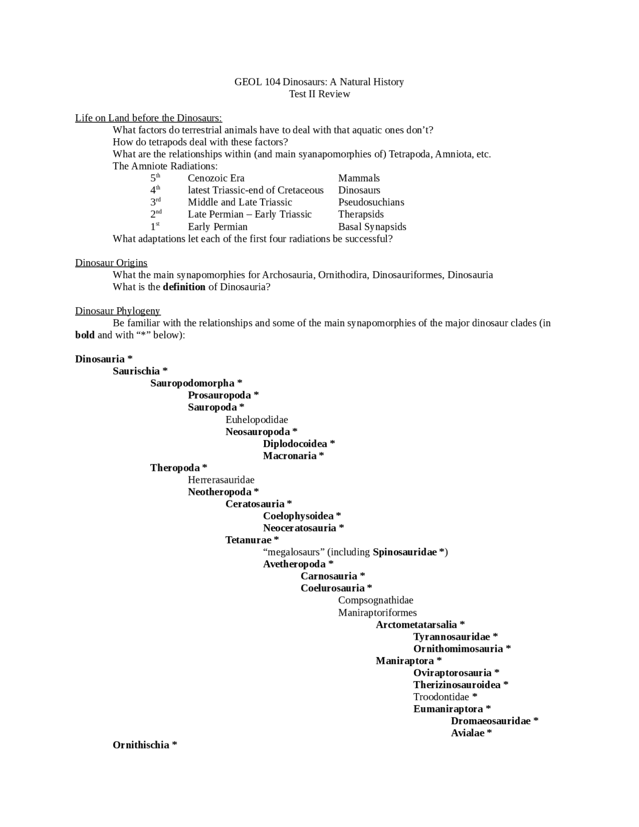 Life On Land Before Dinosaurs Class Notes Geol 104 Docsity