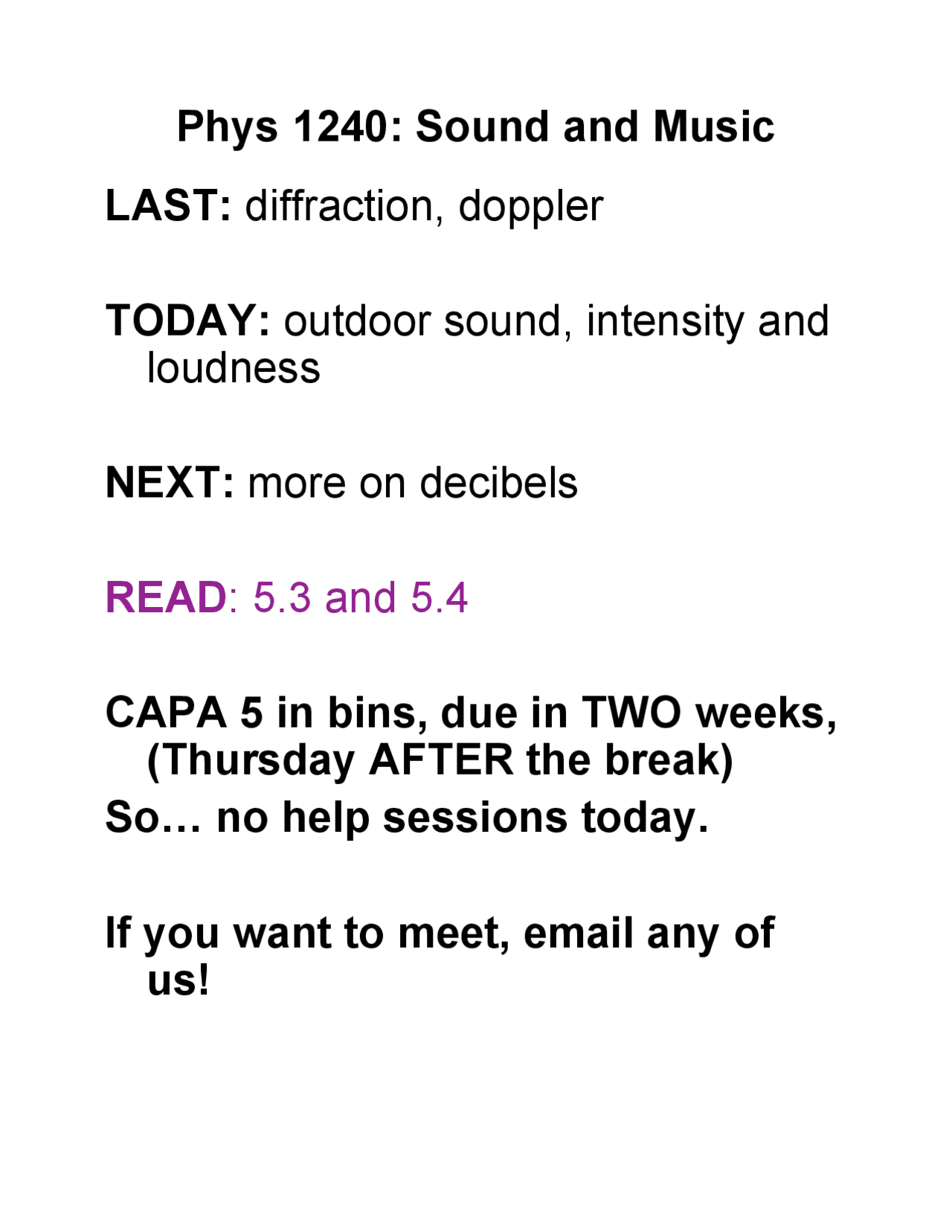 Outdoor Sound, Intensity and Loudness - Lecture Slides | PHYS 1240 - Docsity